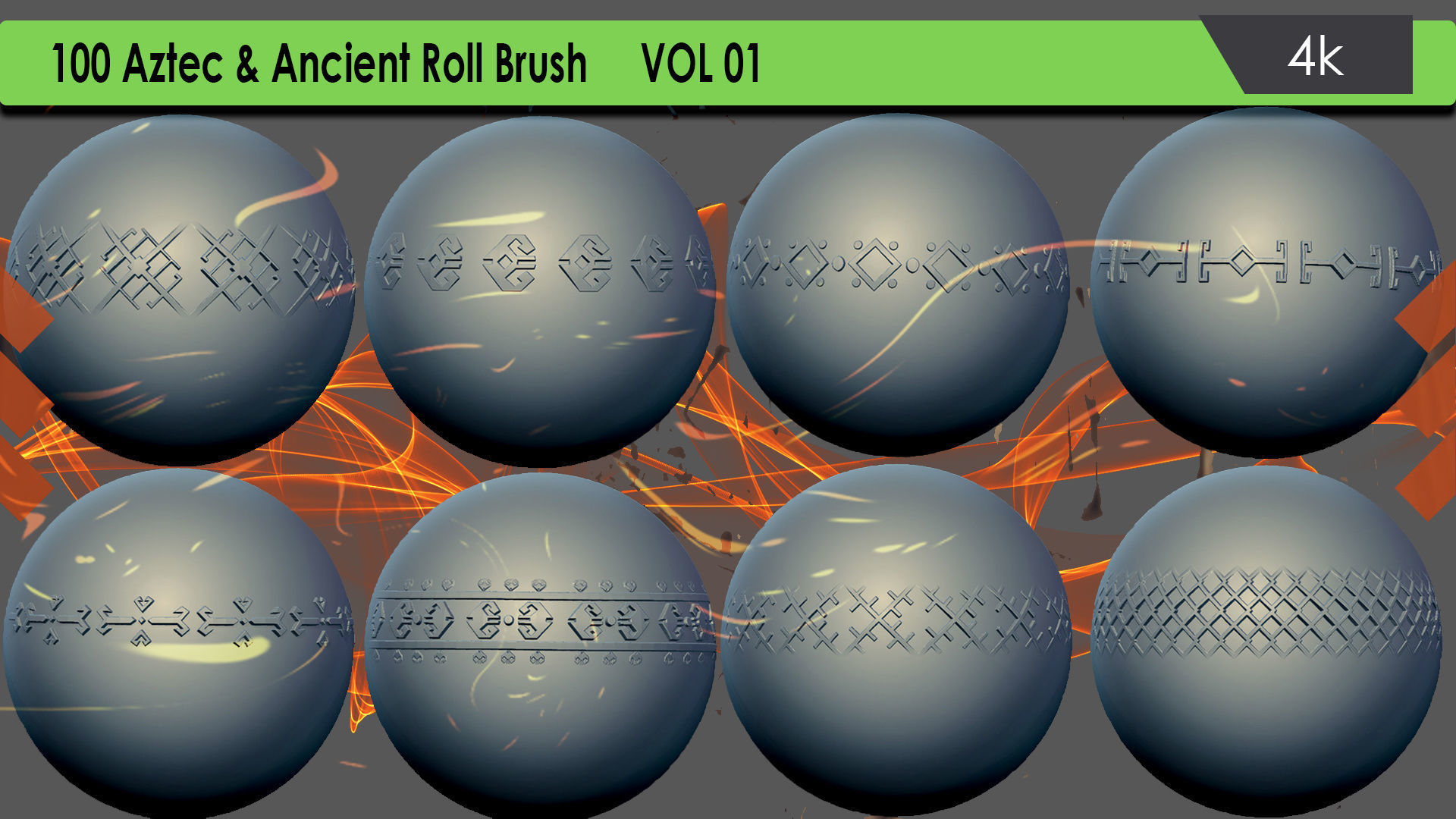 100 aztec and ancient patterns and Roll brushes 3D model | CGTrader
