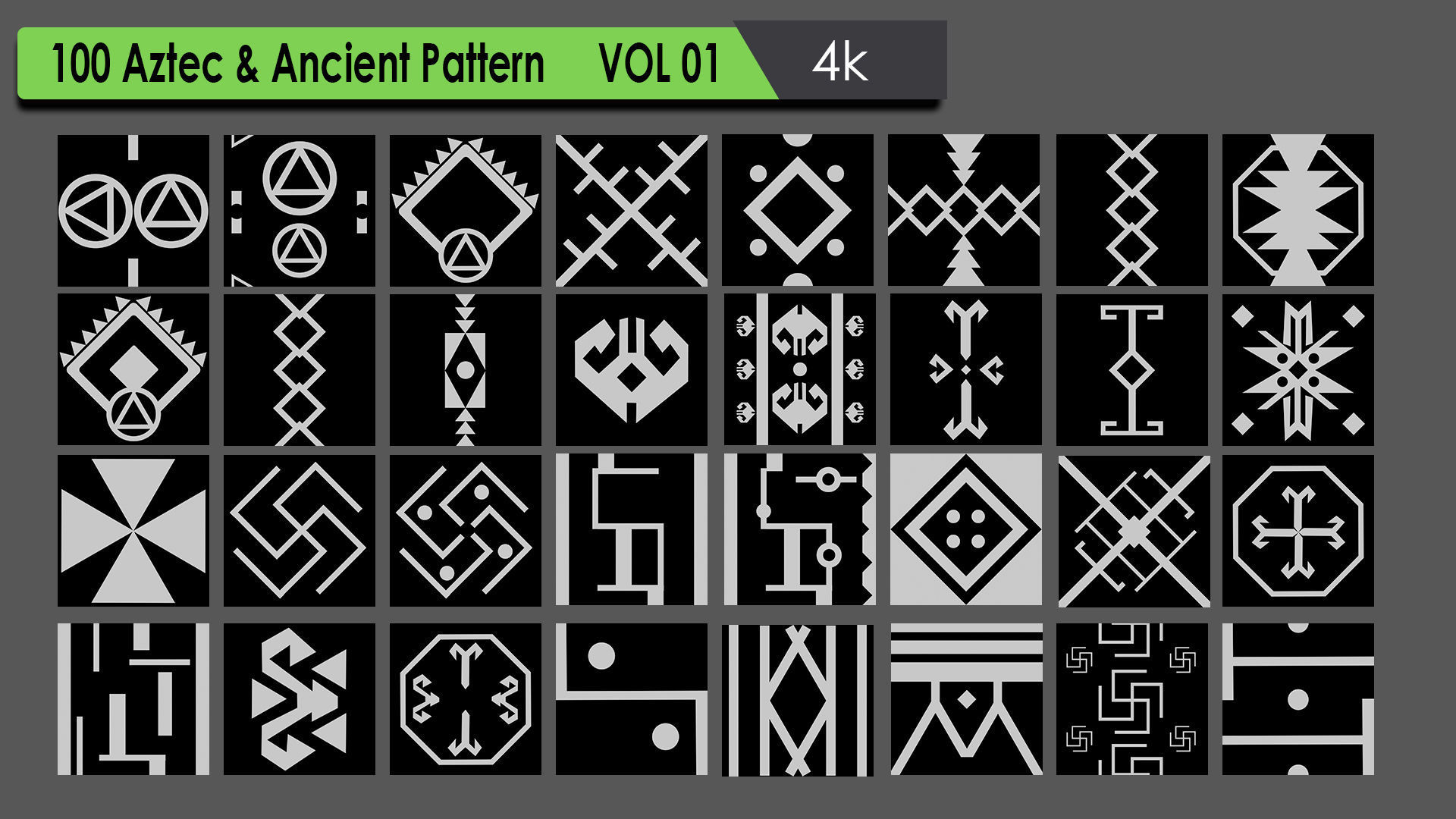100 aztec and ancient patterns and Roll brushes 3D model | CGTrader