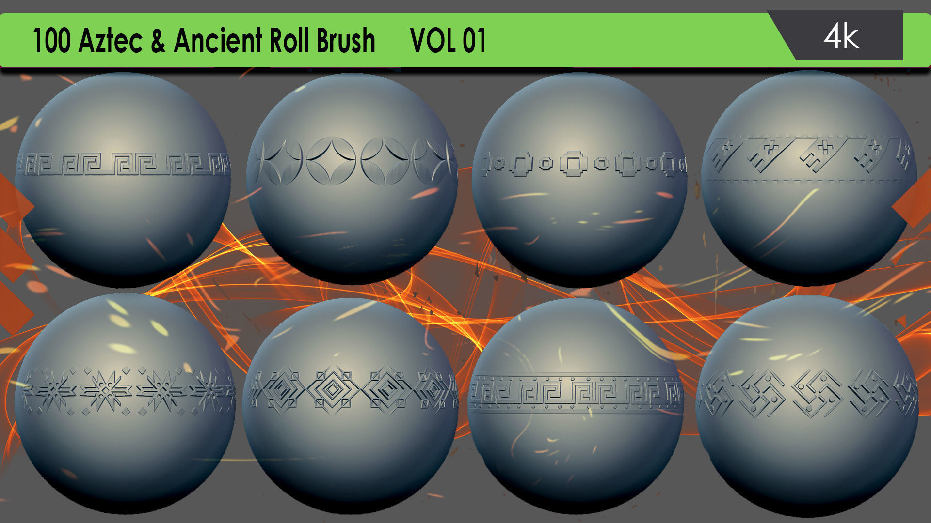 100 aztec and ancient patterns and Roll brushes 3D model | CGTrader