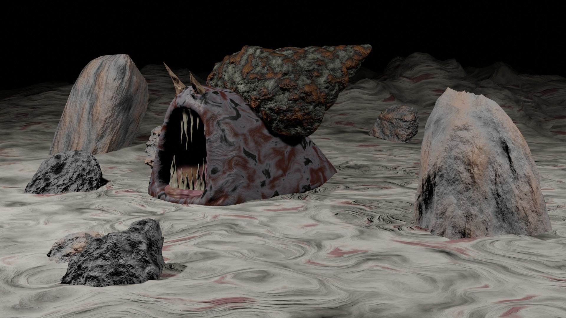 Mutant snail with sharp teeth 3D model | CGTrader