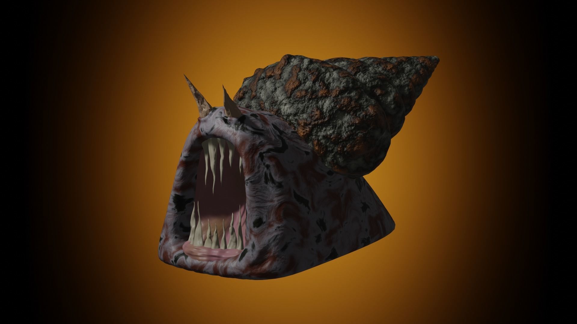 Mutant snail with sharp teeth 3D model | CGTrader