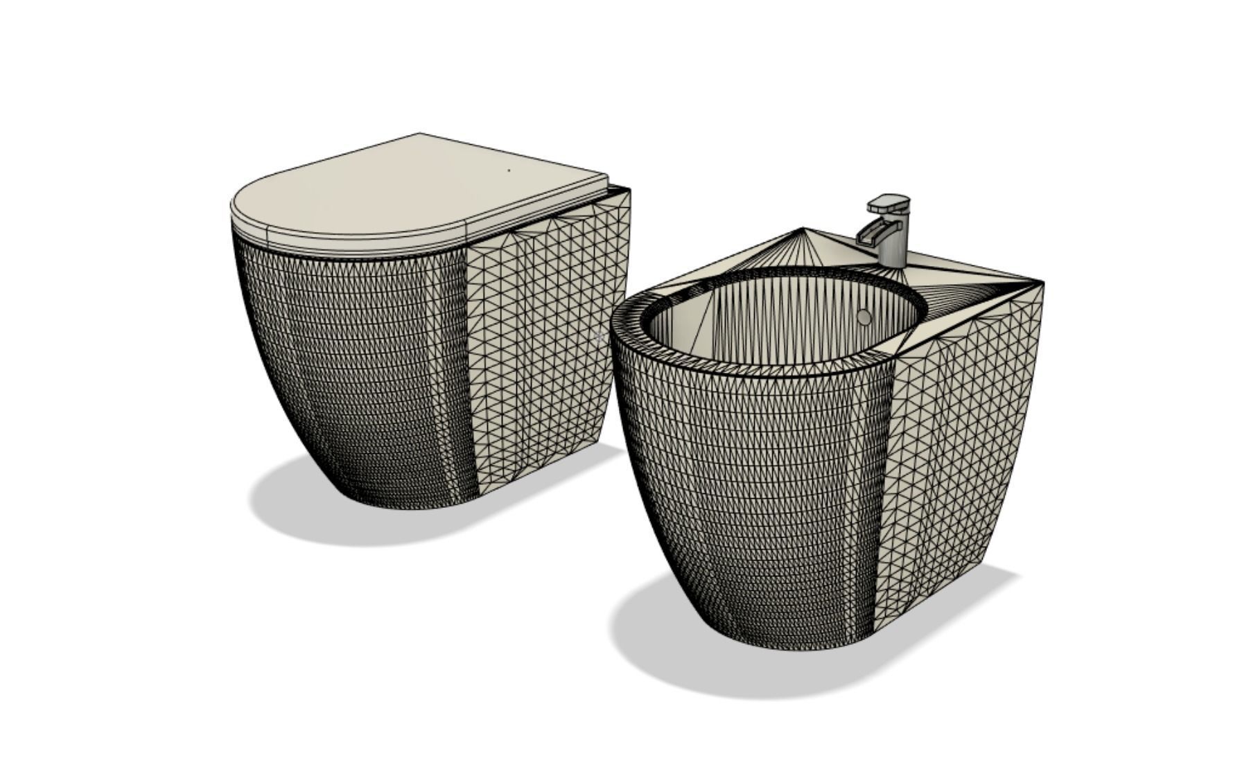 Modern toilet and bidet free 3D model | CGTrader