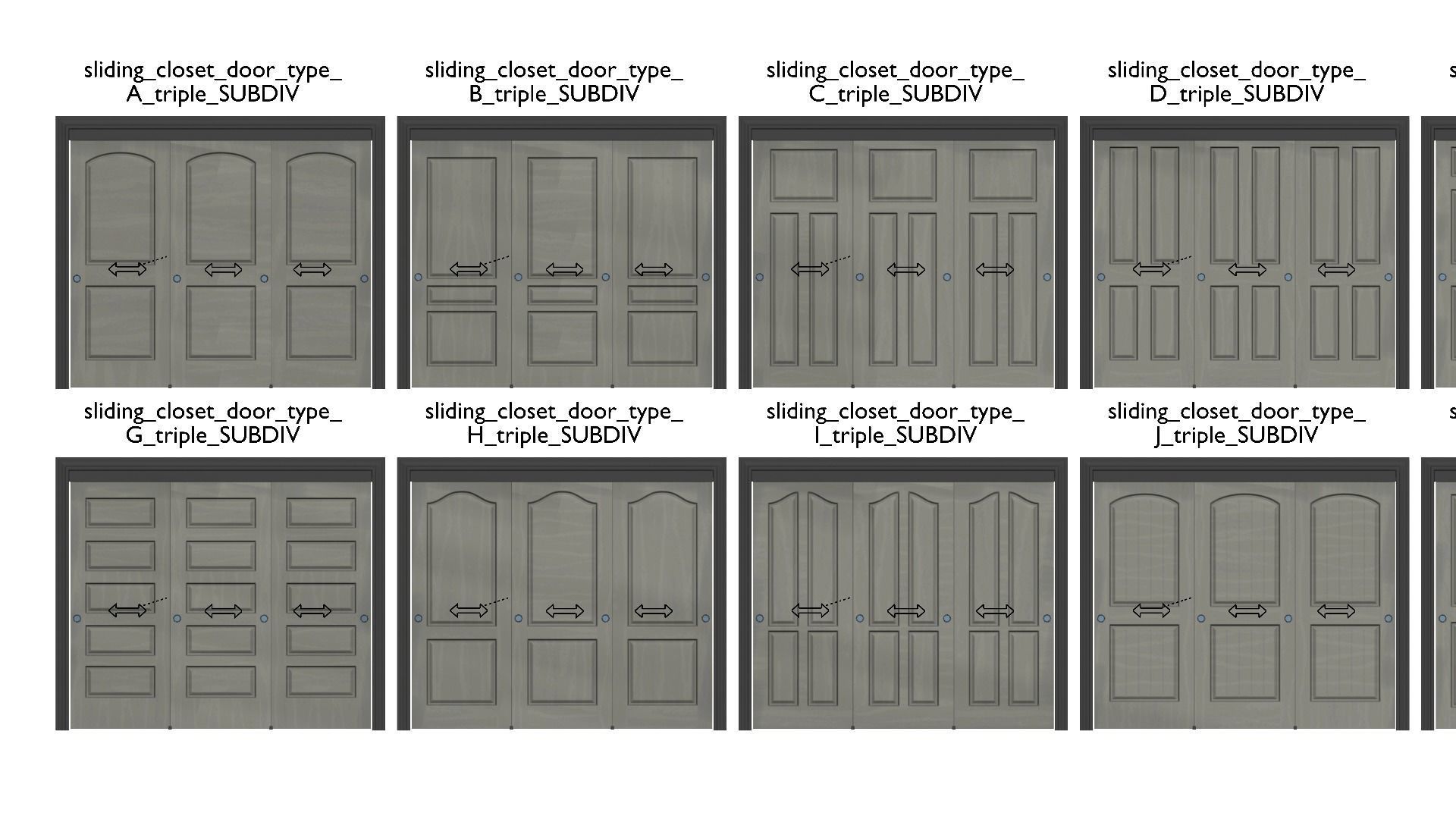 3D model Home Interior Sliding Closet Doors Pack High Poly Low Poly VR ...