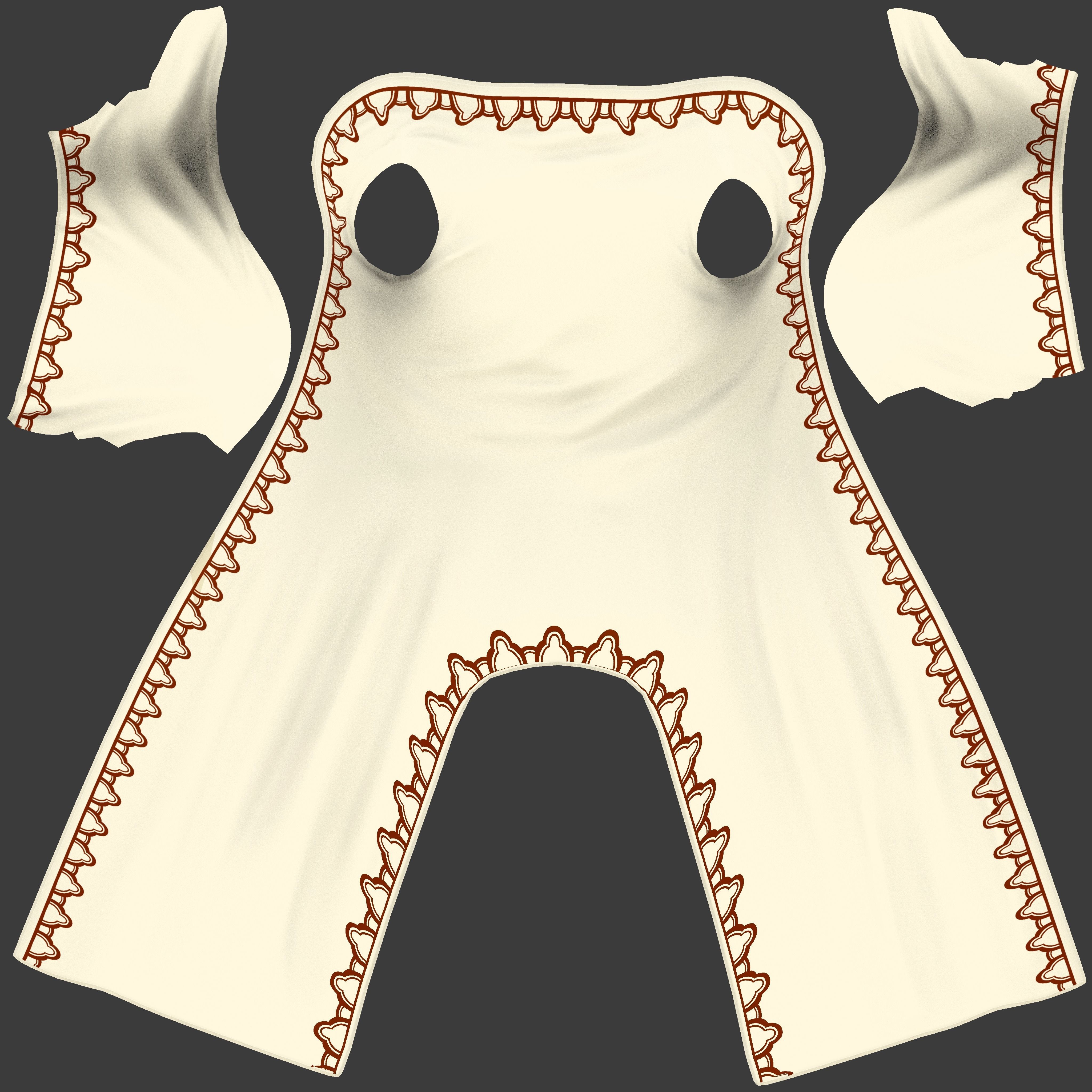 3D model Japanese Anime Style Open Front Overcoat VR / AR / low-poly ...