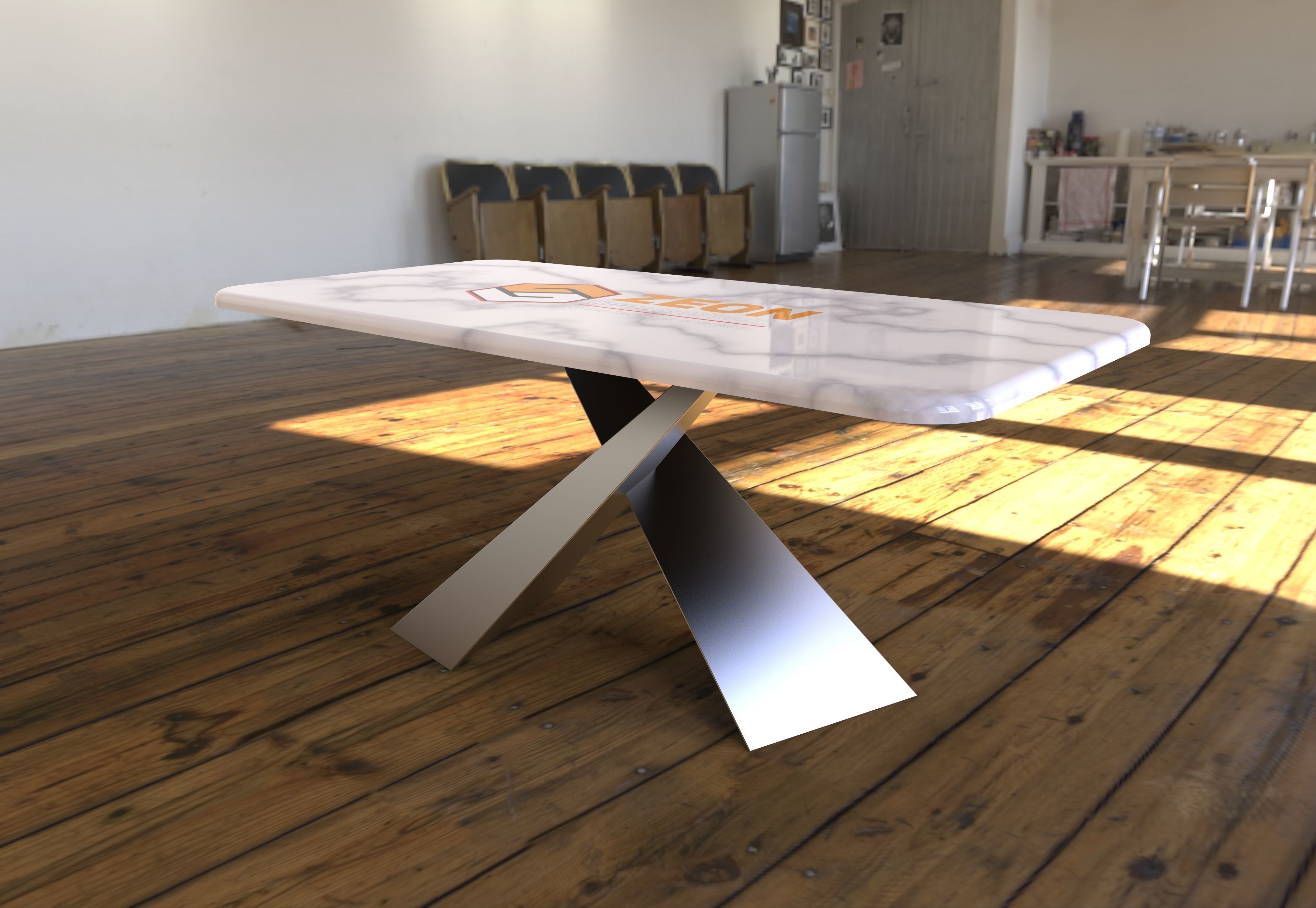 Cross leg table 3D model rigged | CGTrader