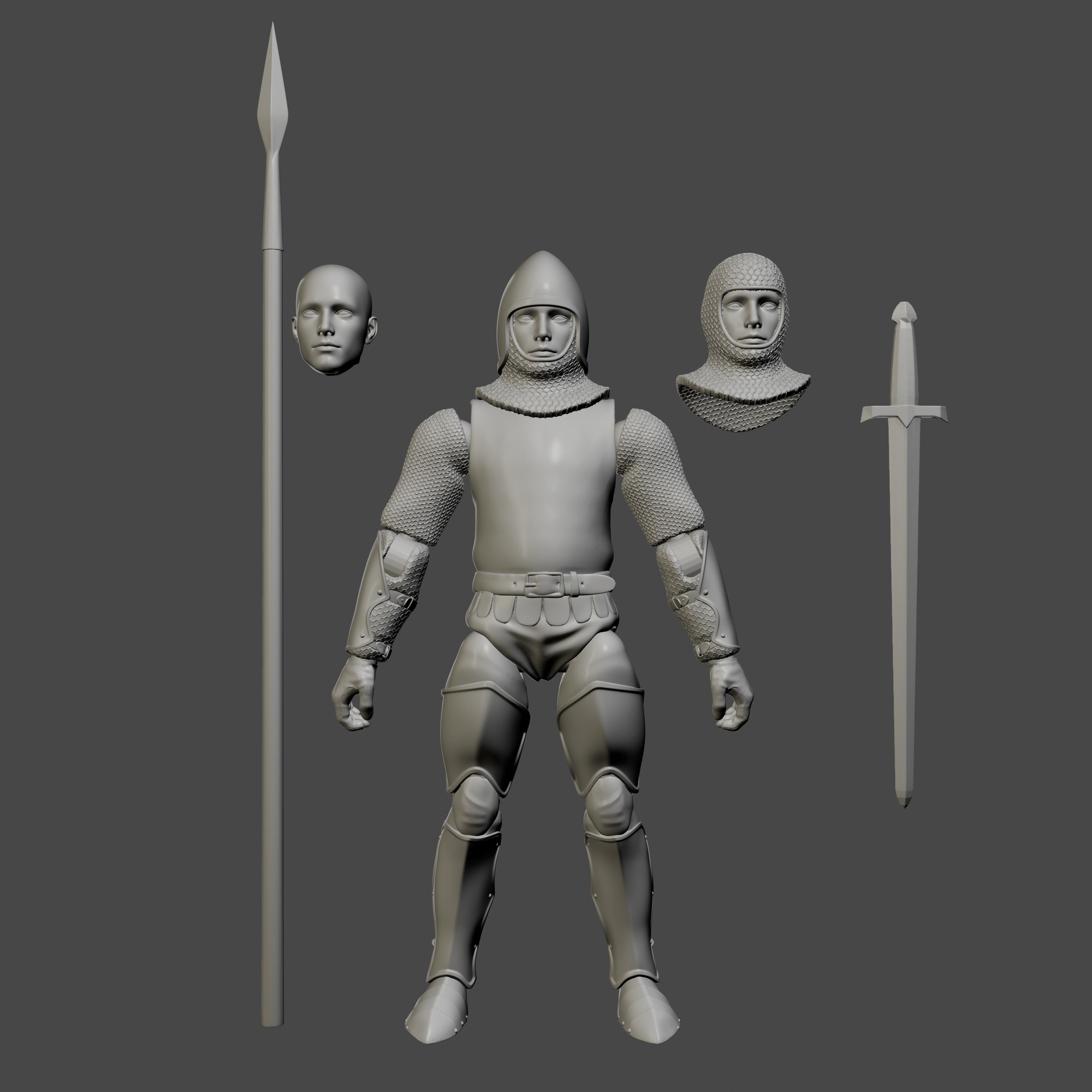 MEDIEVAL GUARD ARTICULATED PRINTABLE ACTION FIGURE 3D model 3D ...