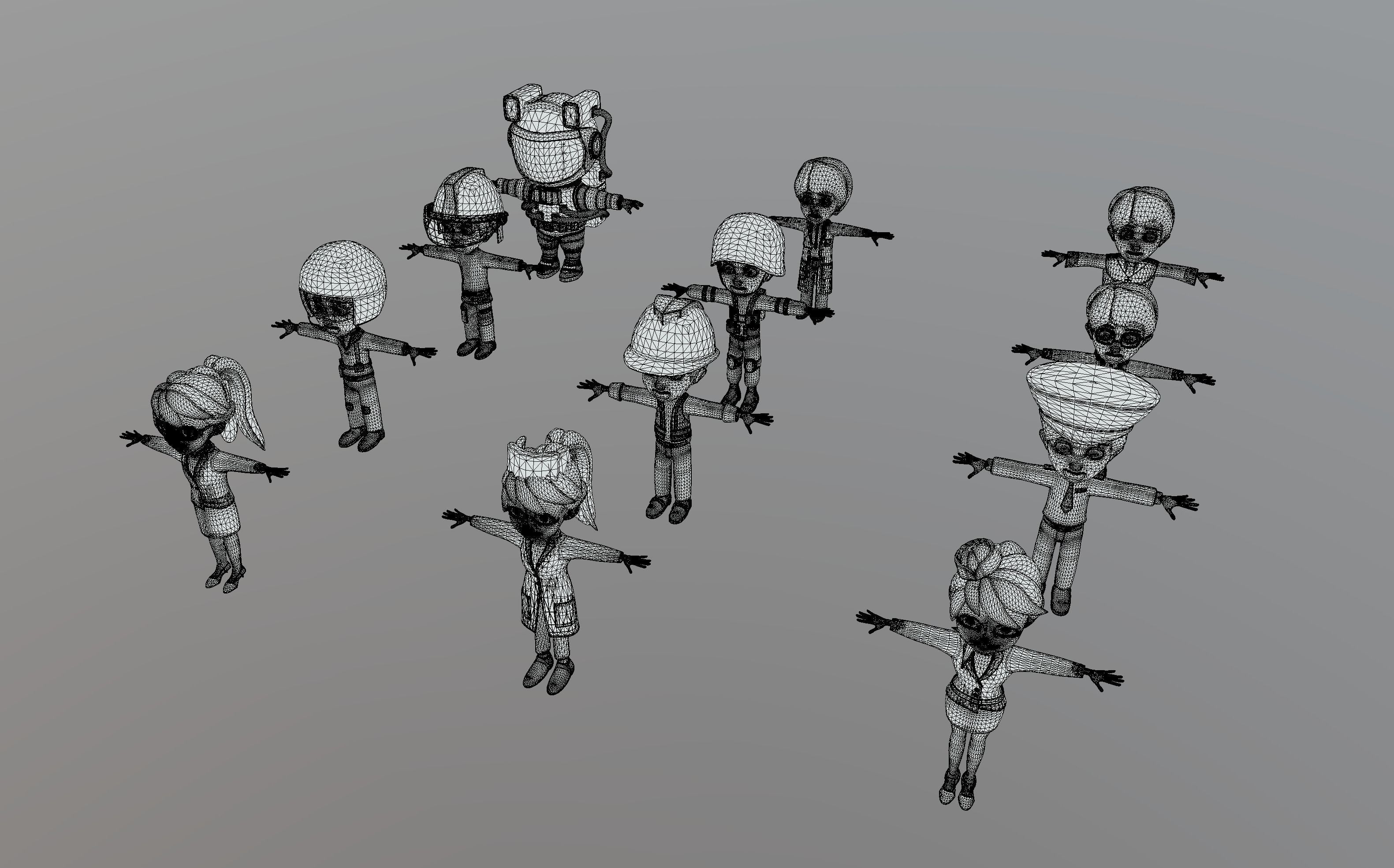 3D model Cartoon Profession Chararcters VR / AR / low-poly rigged ...