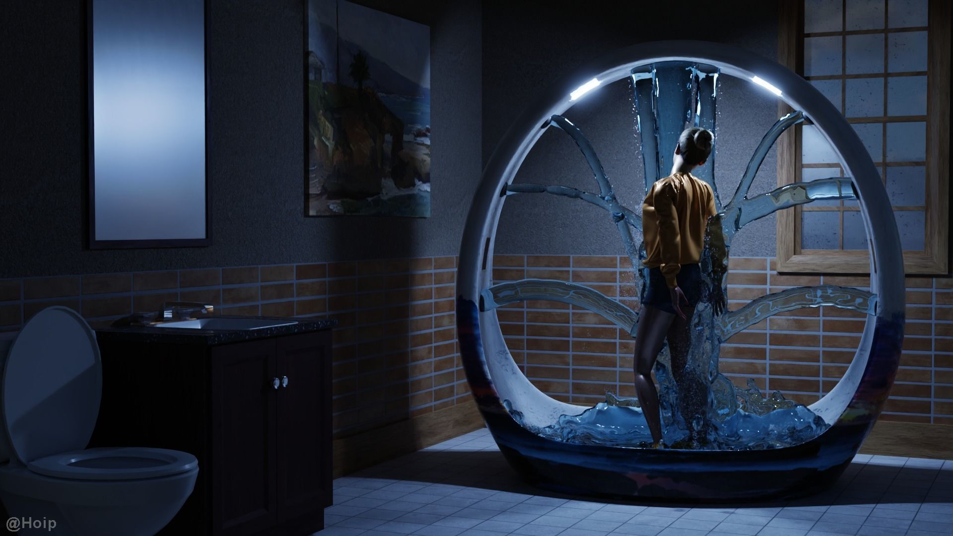 Futuristic Circular Shower free 3D model | CGTrader