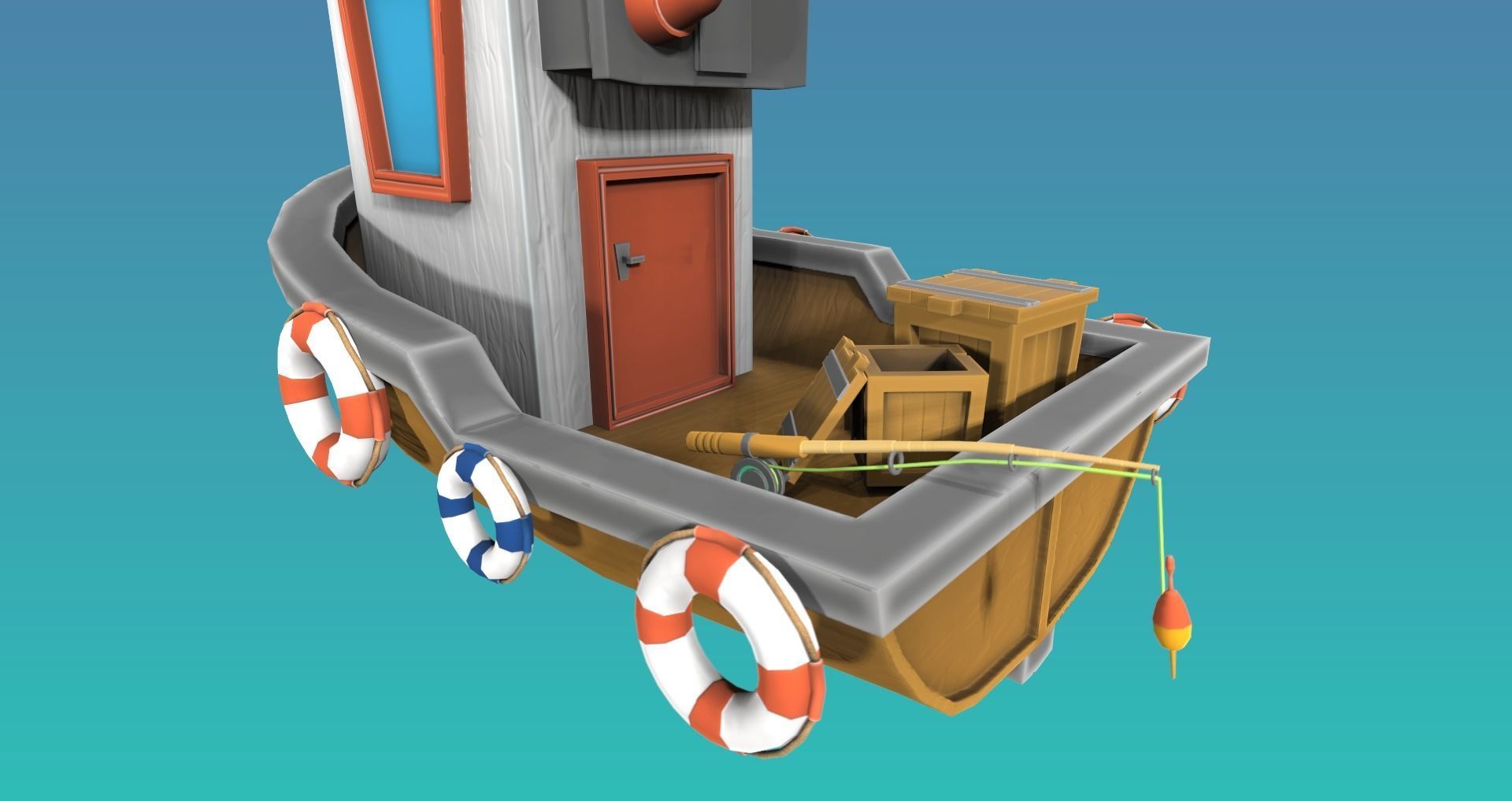 3D model Cartoon style low poly Fishing boat VR / AR / low-poly | CGTrader