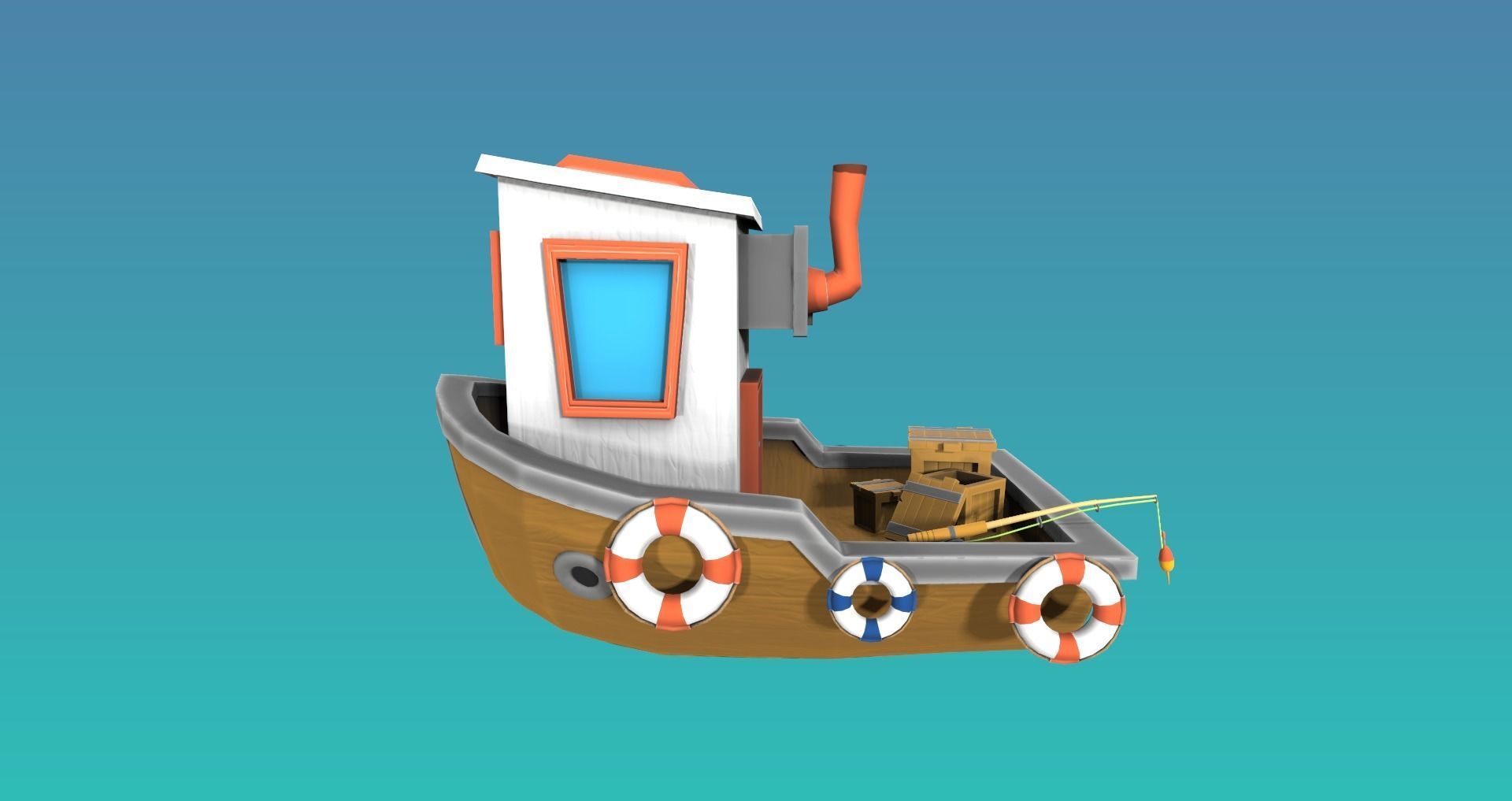 3D model Cartoon style low poly Fishing boat VR / AR / low-poly | CGTrader