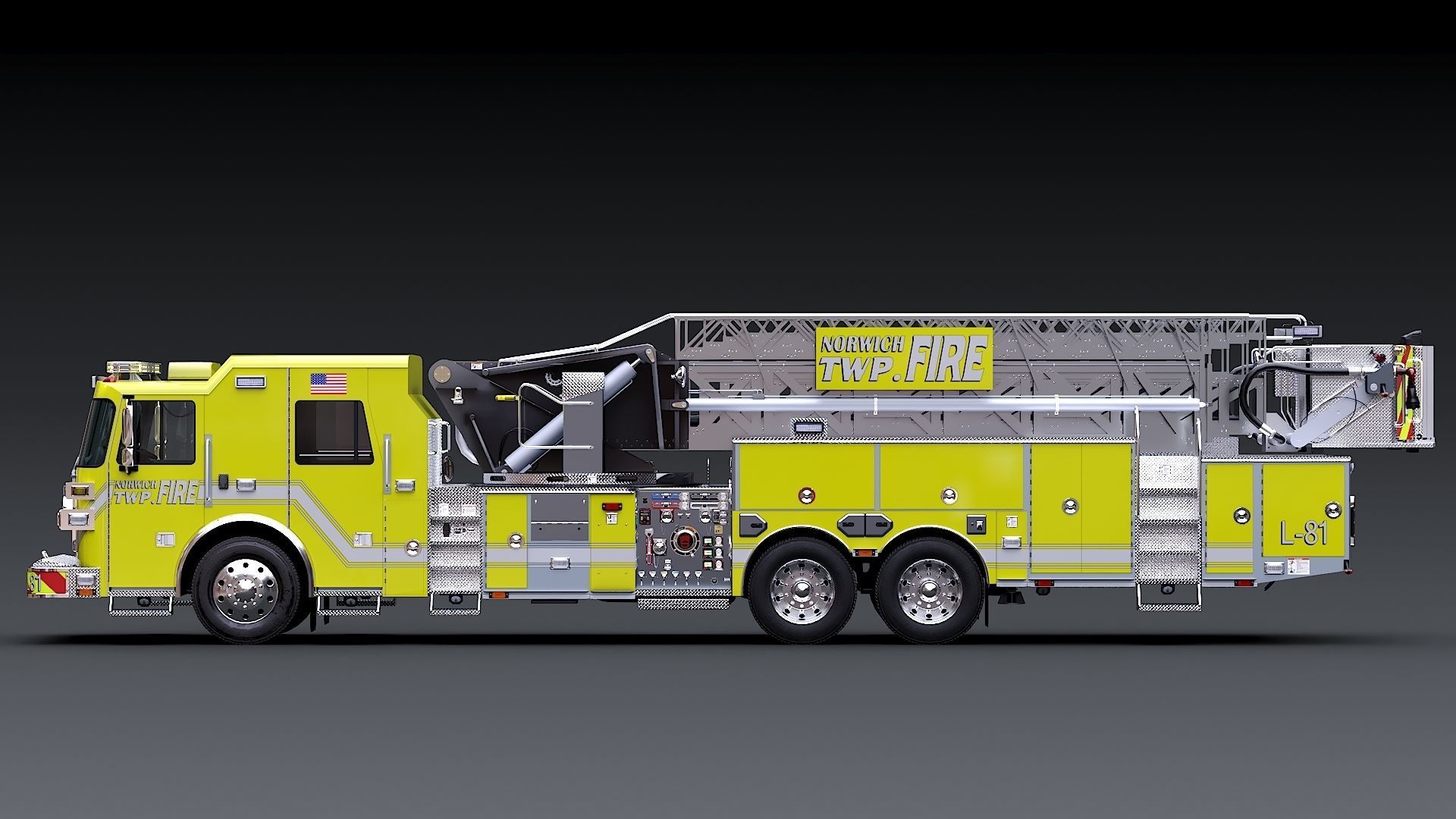 3D model Fire Truck Aerial Platform Norwich Township VR / AR / low-poly ...