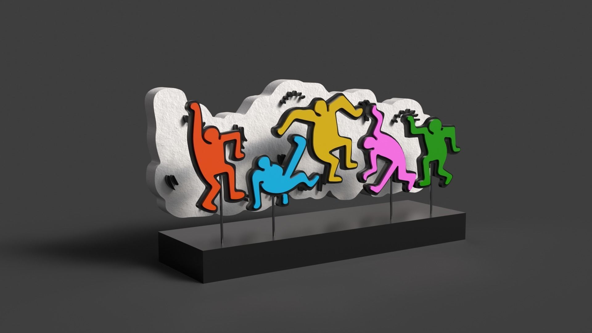 KEITH HARING DANCE II 1998 3D model 3D printable | CGTrader