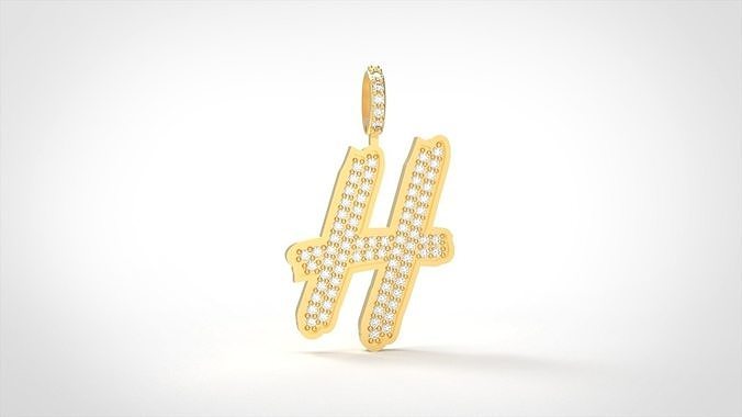 Model 828 Initial H Diamond Letter Pendant 3D model 3D printable | CGTrader