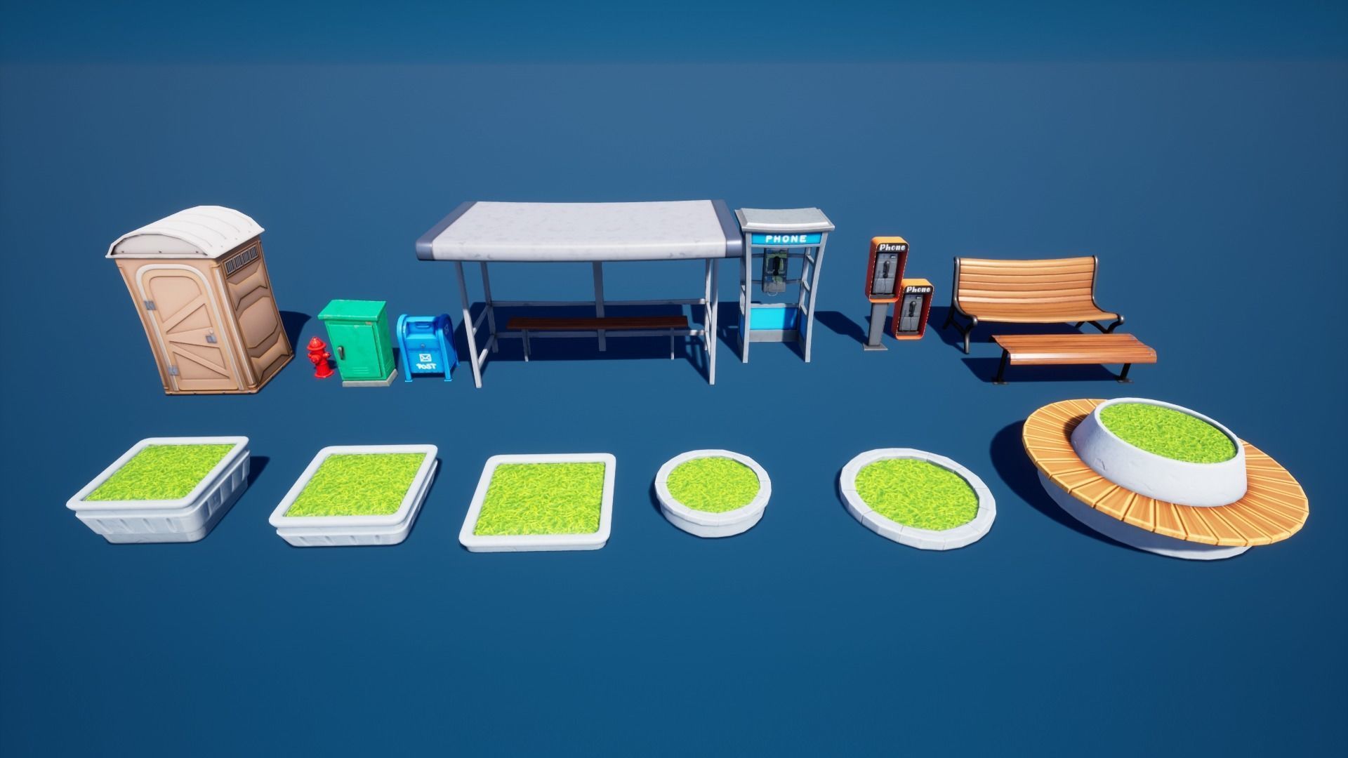 3D model Town Props Pack Stylized VR / AR / low-poly | CGTrader