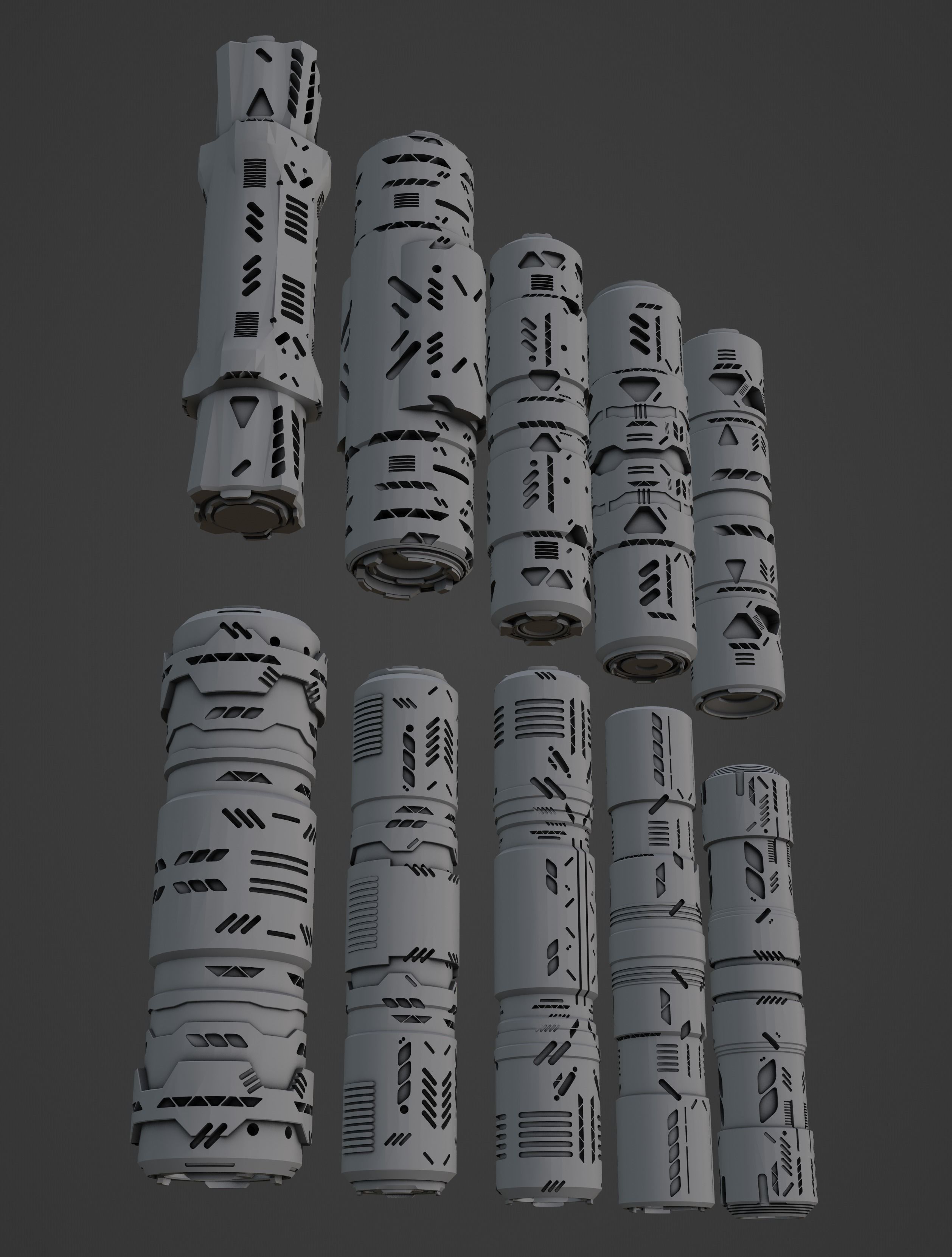 Scifi Cylinder pack 3D model | CGTrader
