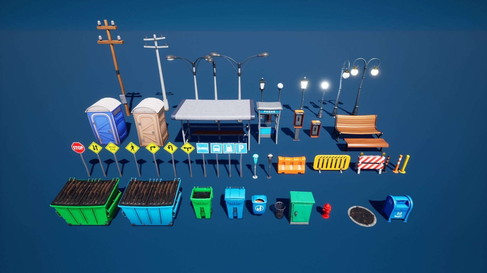 3D model City Street Props Stylized VR / AR / low-poly | CGTrader