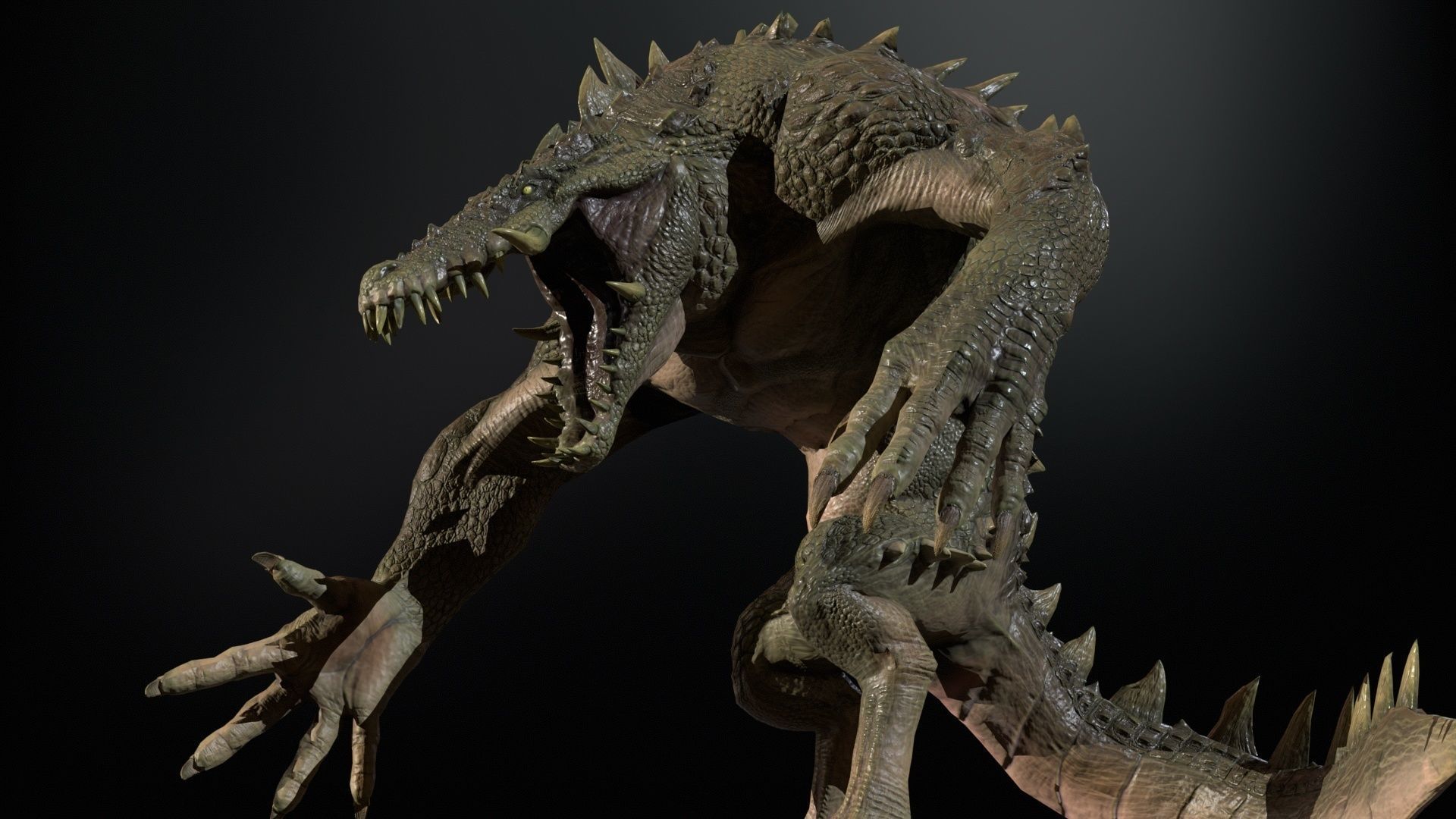 3D model MutantCrocodile crocodile creature VR / AR / low-poly rigged ...