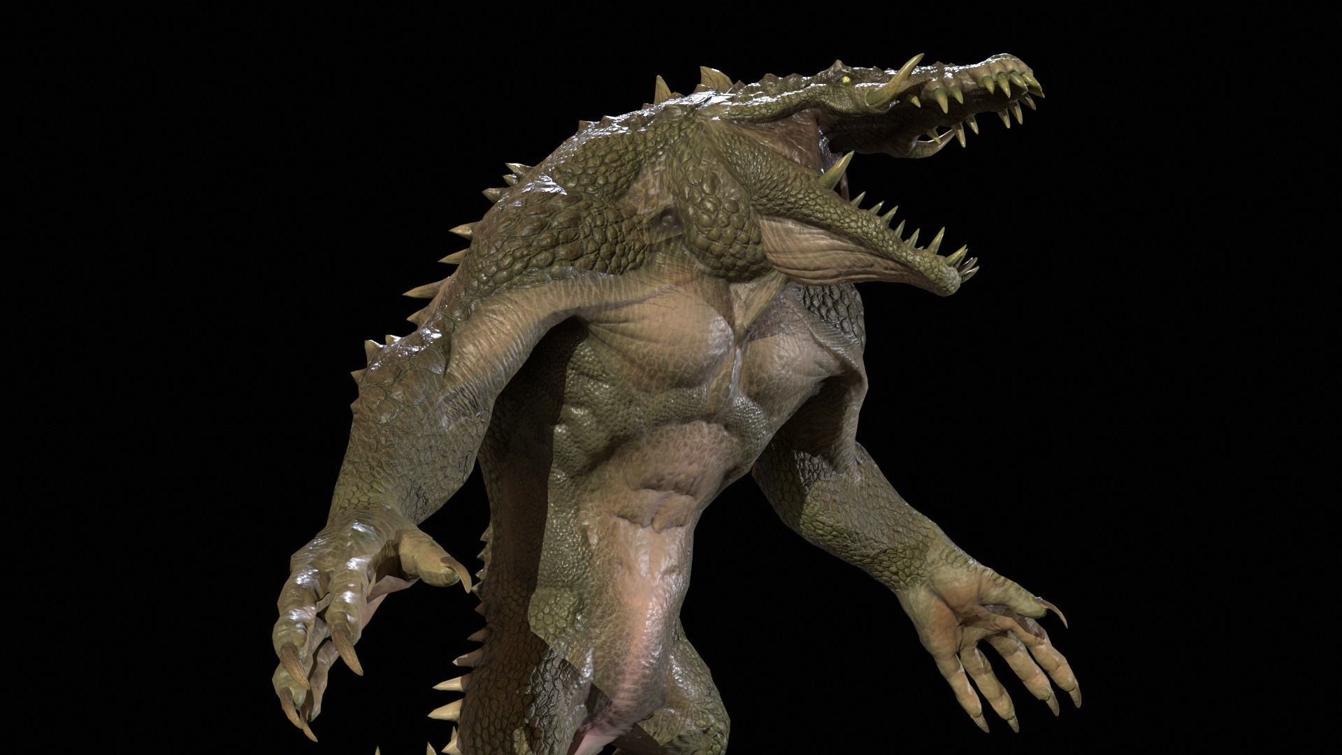 3D model MutantCrocodile crocodile creature VR / AR / low-poly rigged ...