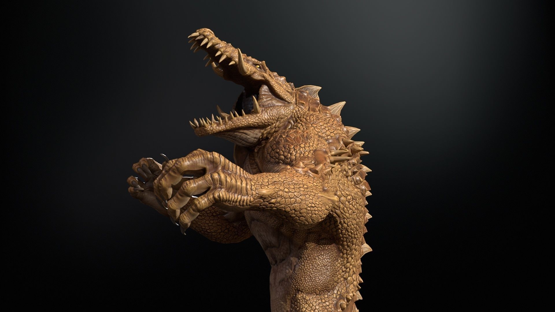3D model MutantCrocodile crocodile creature VR / AR / low-poly rigged ...