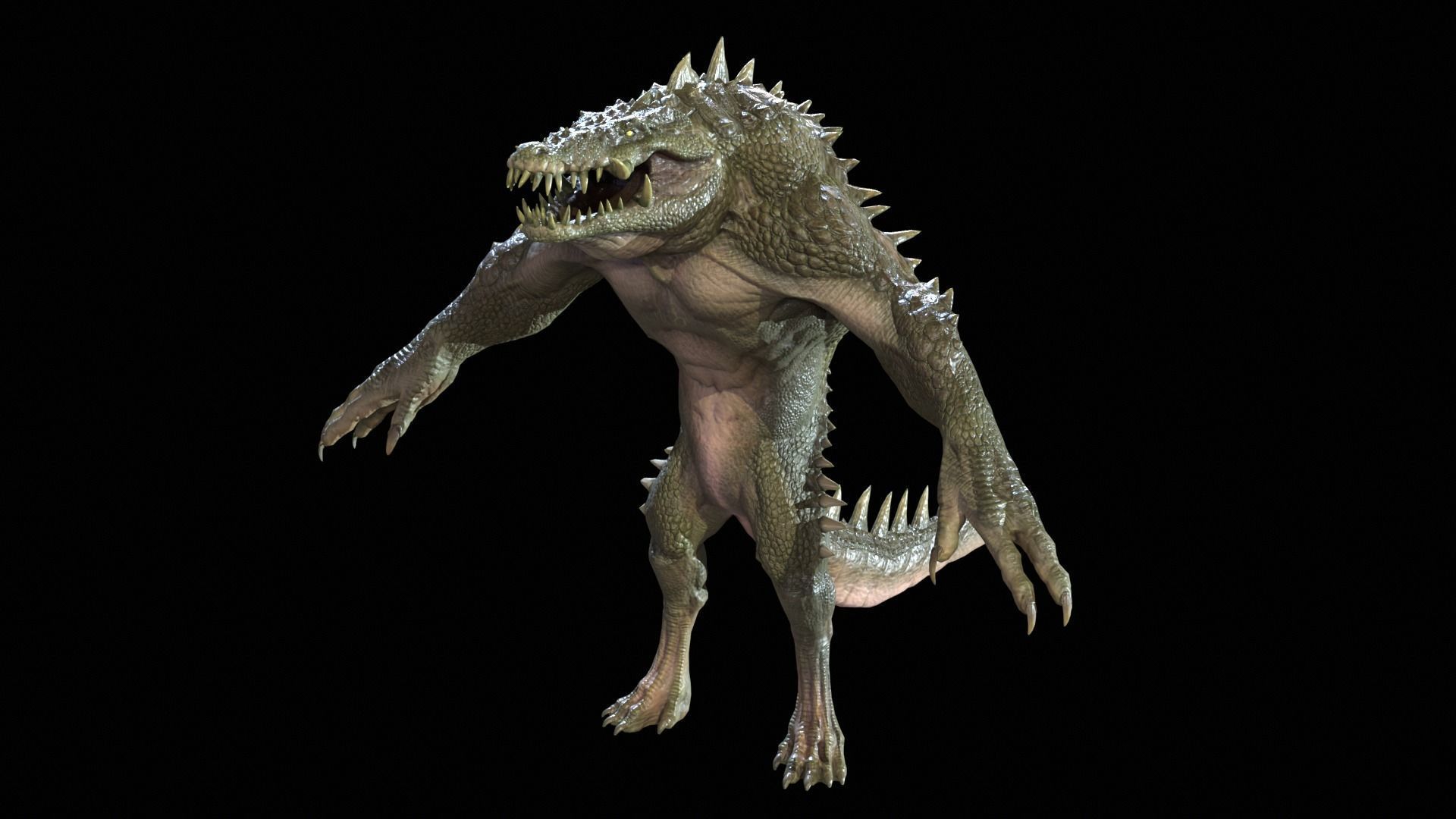 3D model MutantCrocodile crocodile creature VR / AR / low-poly rigged ...