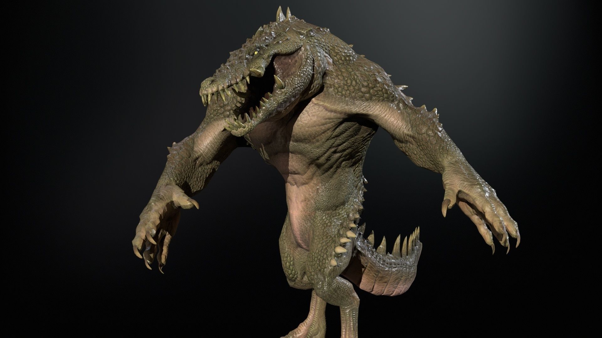 3D model MutantCrocodile crocodile creature VR / AR / low-poly rigged ...