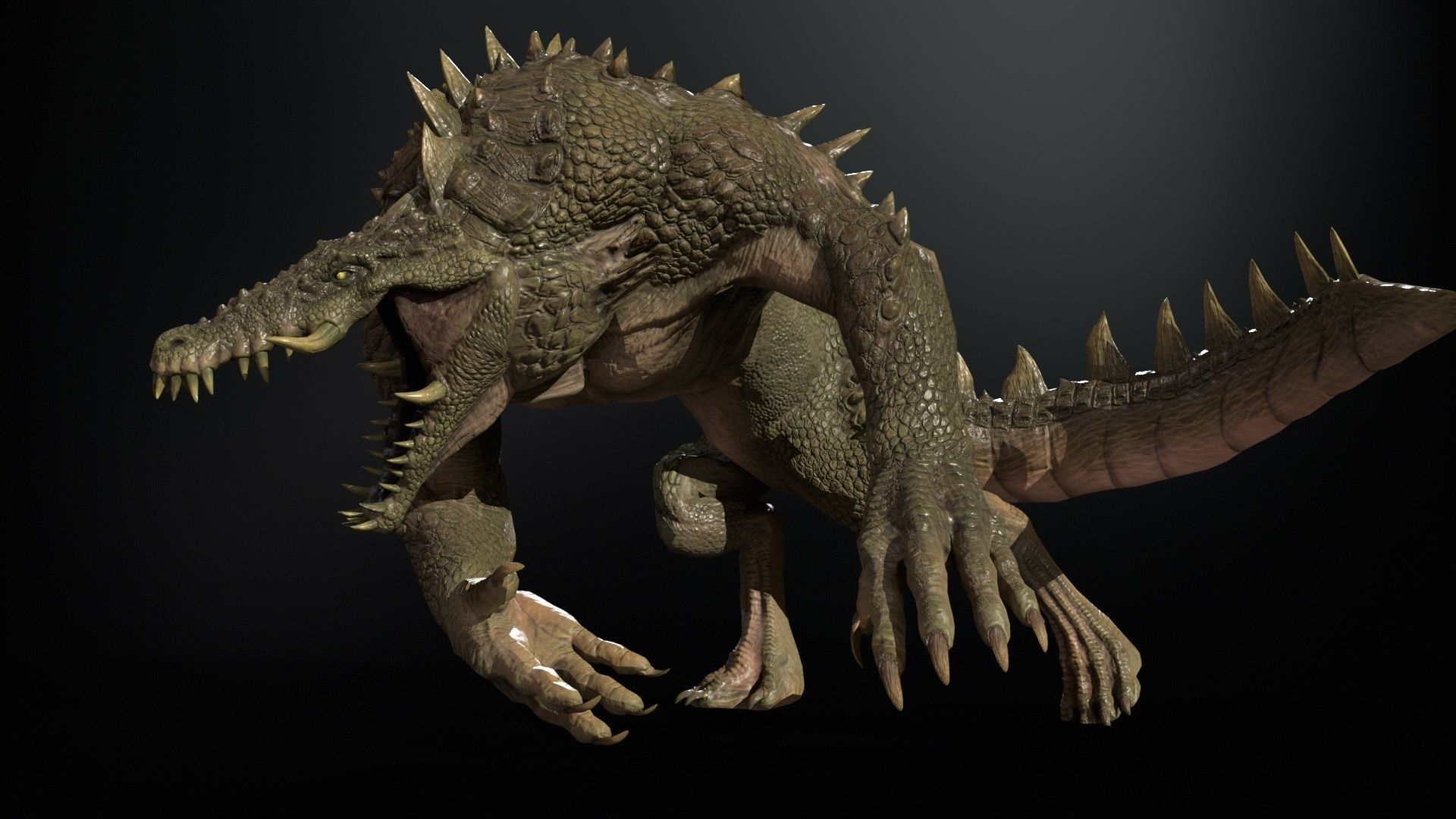 3D model MutantCrocodile crocodile creature VR / AR / low-poly rigged ...