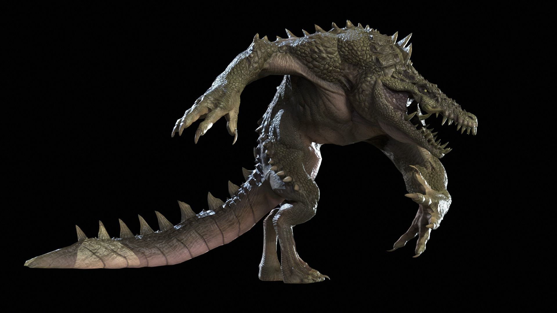 3D model MutantCrocodile crocodile creature VR / AR / low-poly rigged ...