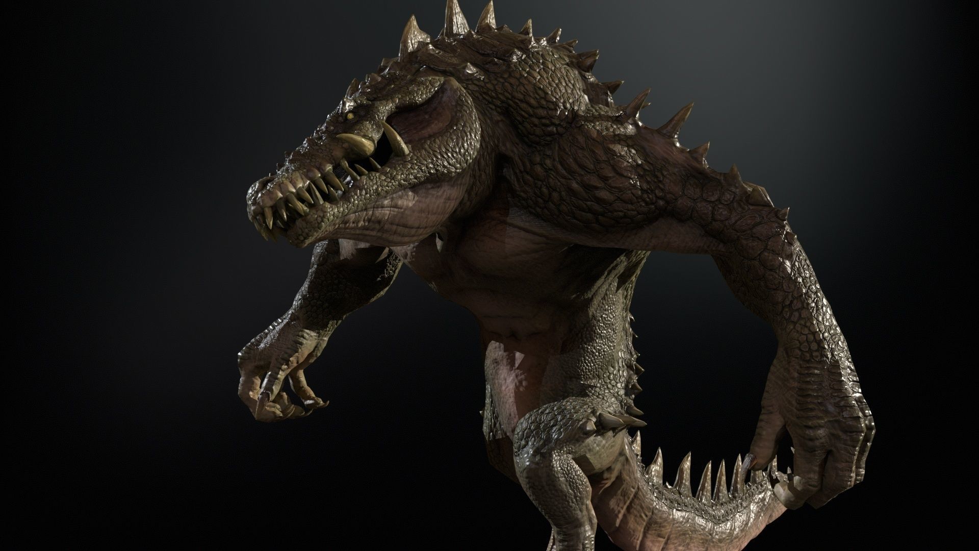 3D model MutantCrocodile crocodile creature VR / AR / low-poly rigged ...