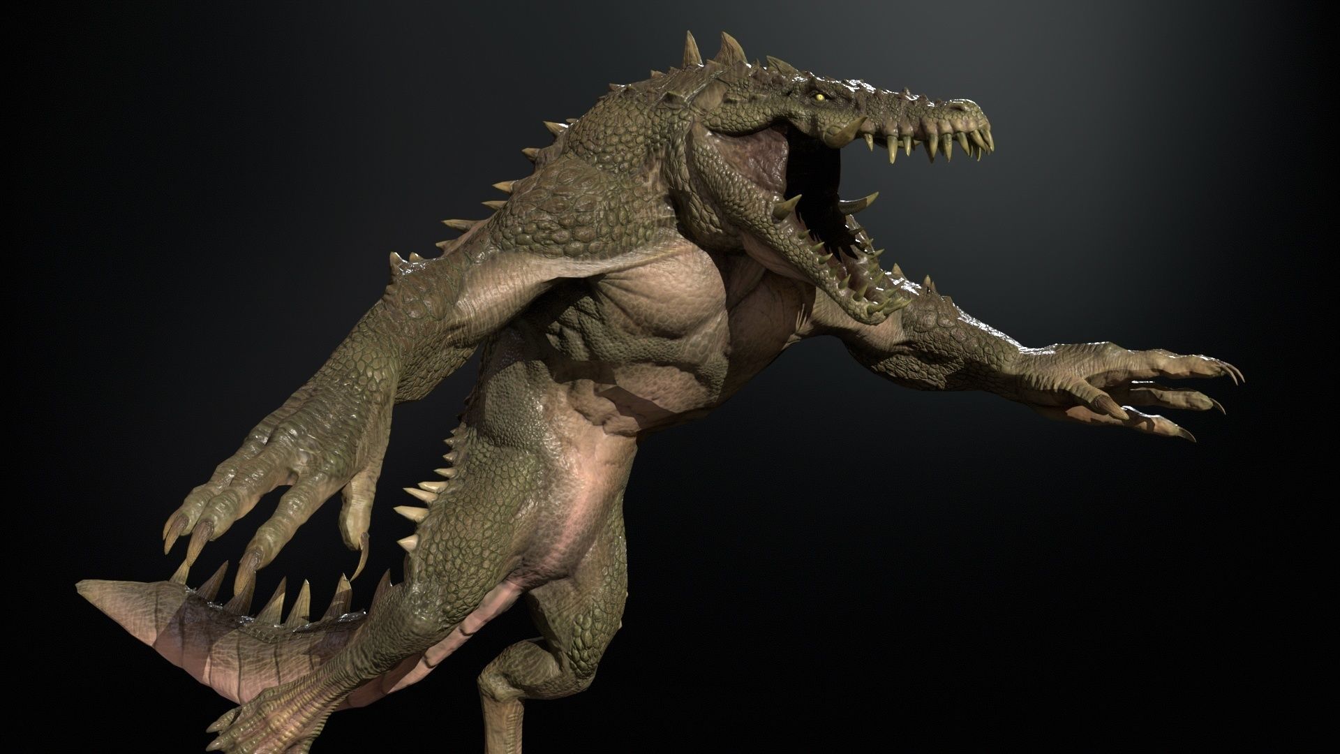 3D model MutantCrocodile crocodile creature VR / AR / low-poly rigged ...