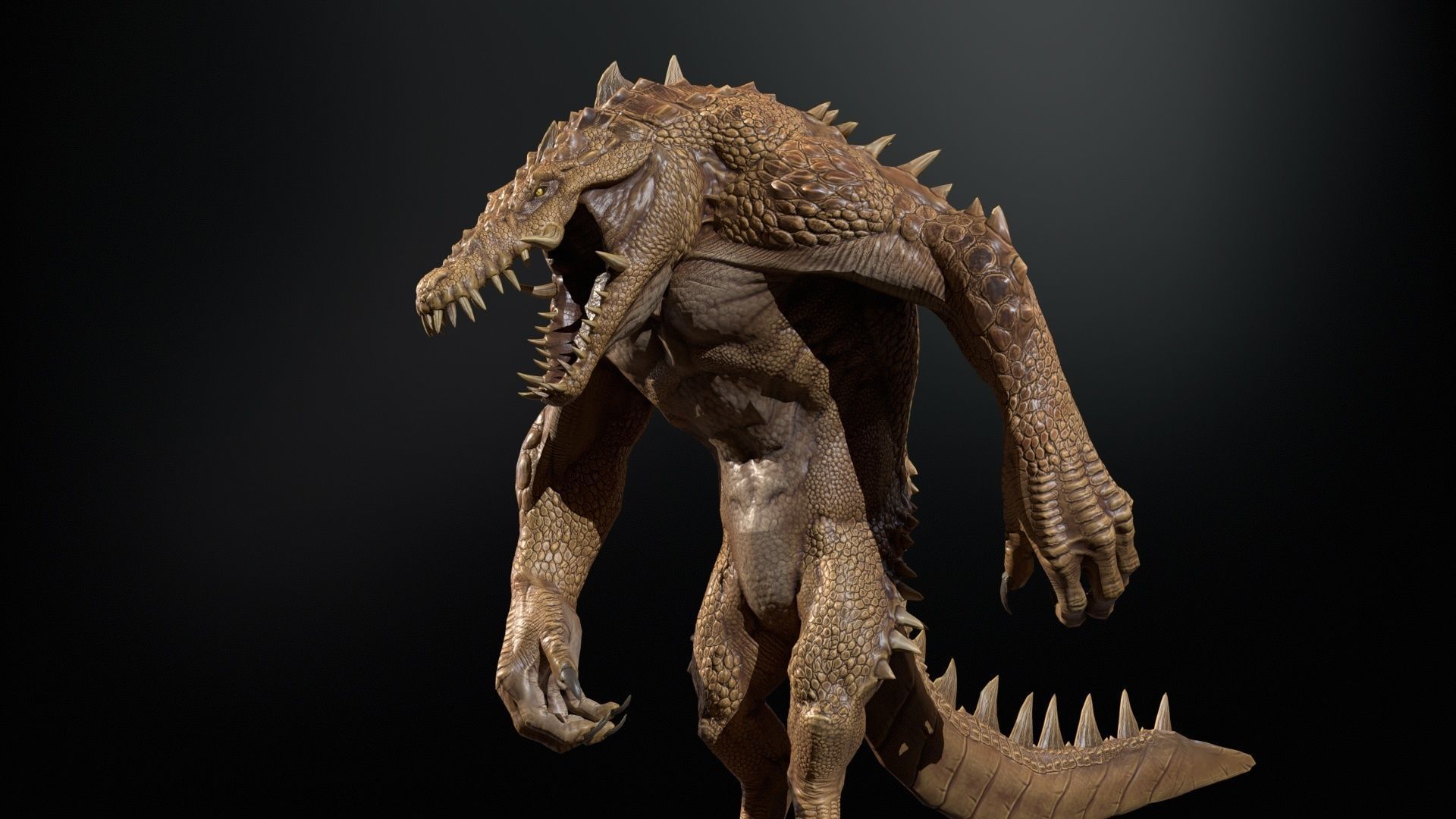 3D model MutantCrocodile crocodile creature VR / AR / low-poly rigged ...
