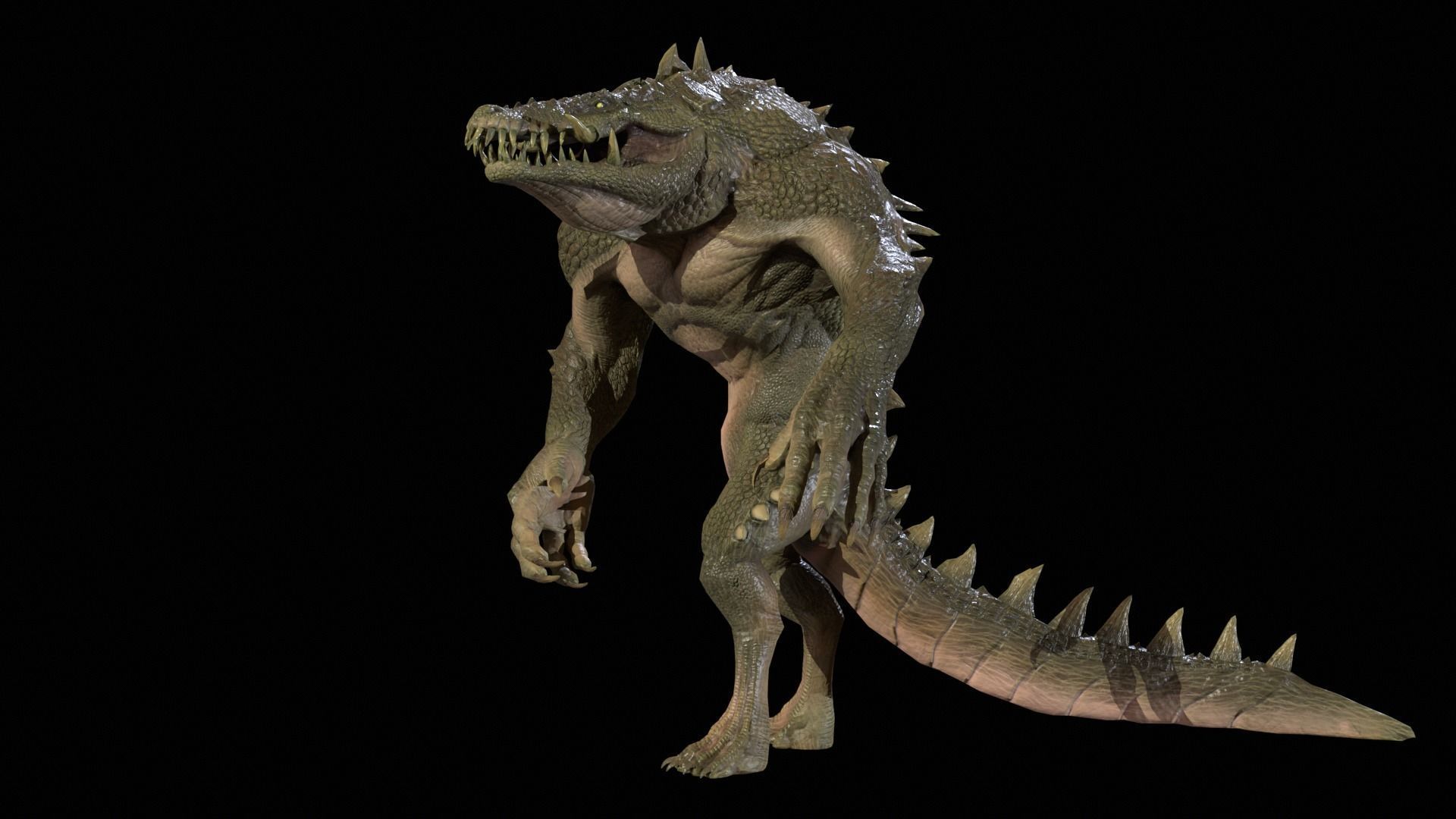 3D model MutantCrocodile crocodile creature VR / AR / low-poly rigged ...