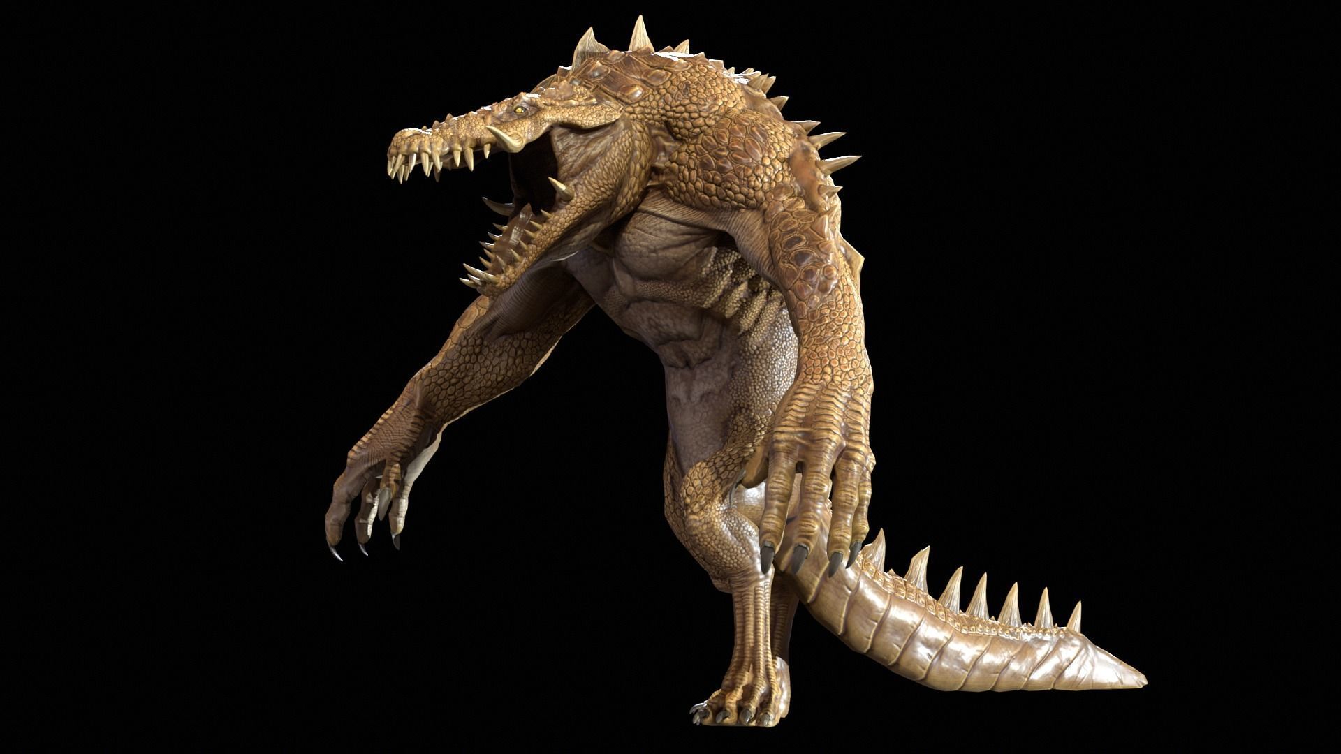 3D model MutantCrocodile crocodile creature VR / AR / low-poly rigged ...