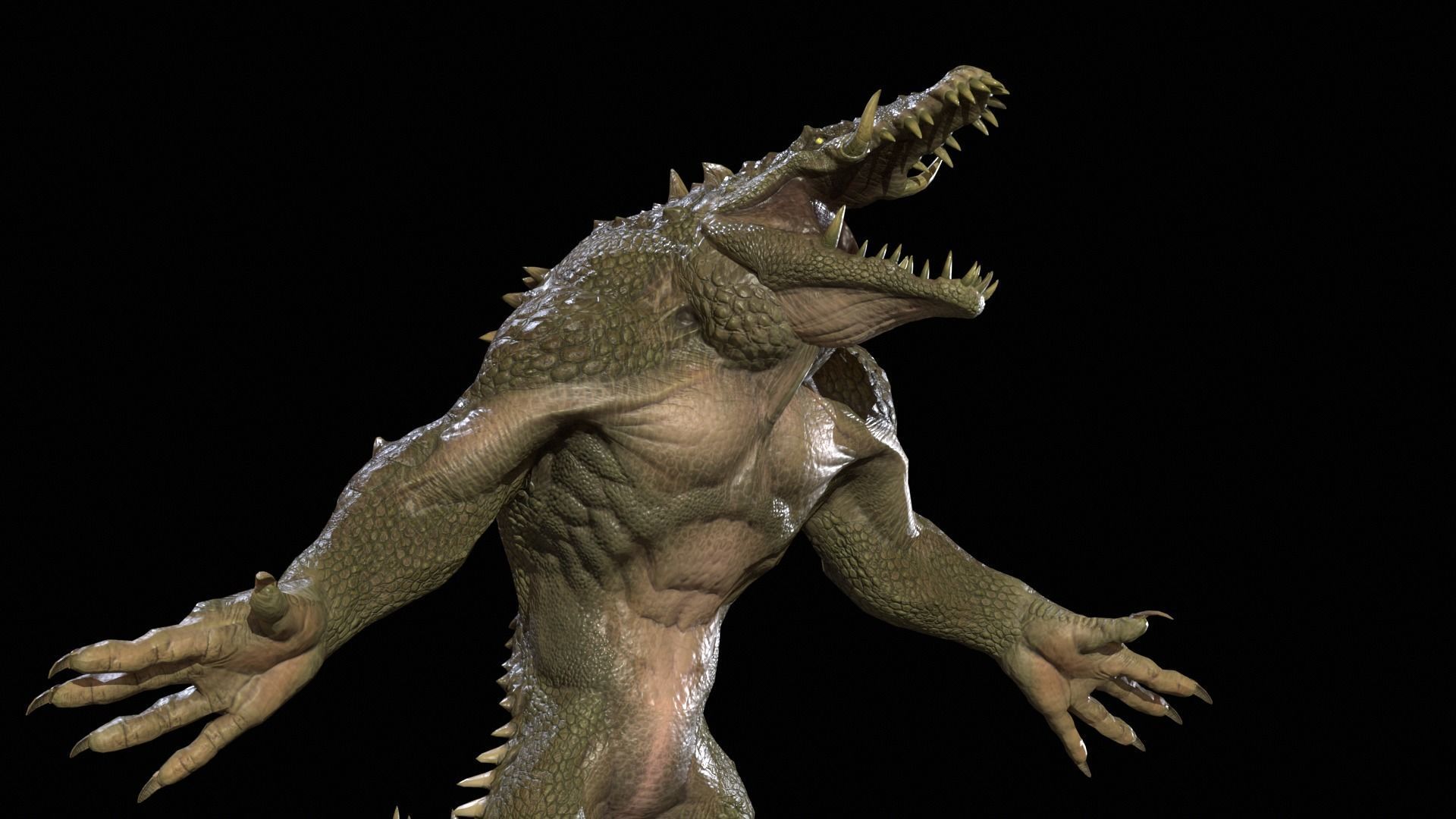 3D model MutantCrocodile crocodile creature VR / AR / low-poly rigged ...