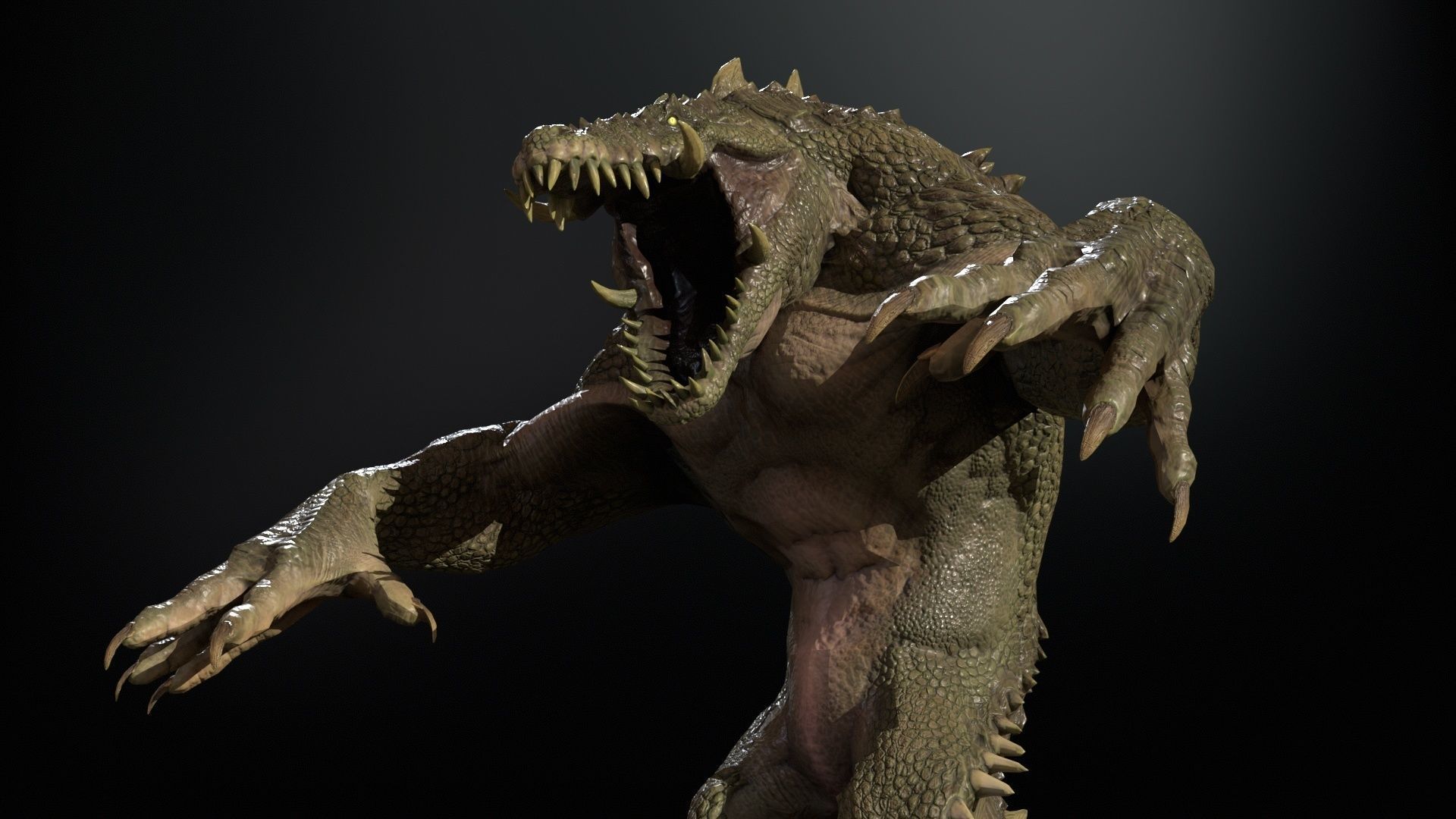 3D model MutantCrocodile crocodile creature VR / AR / low-poly rigged ...