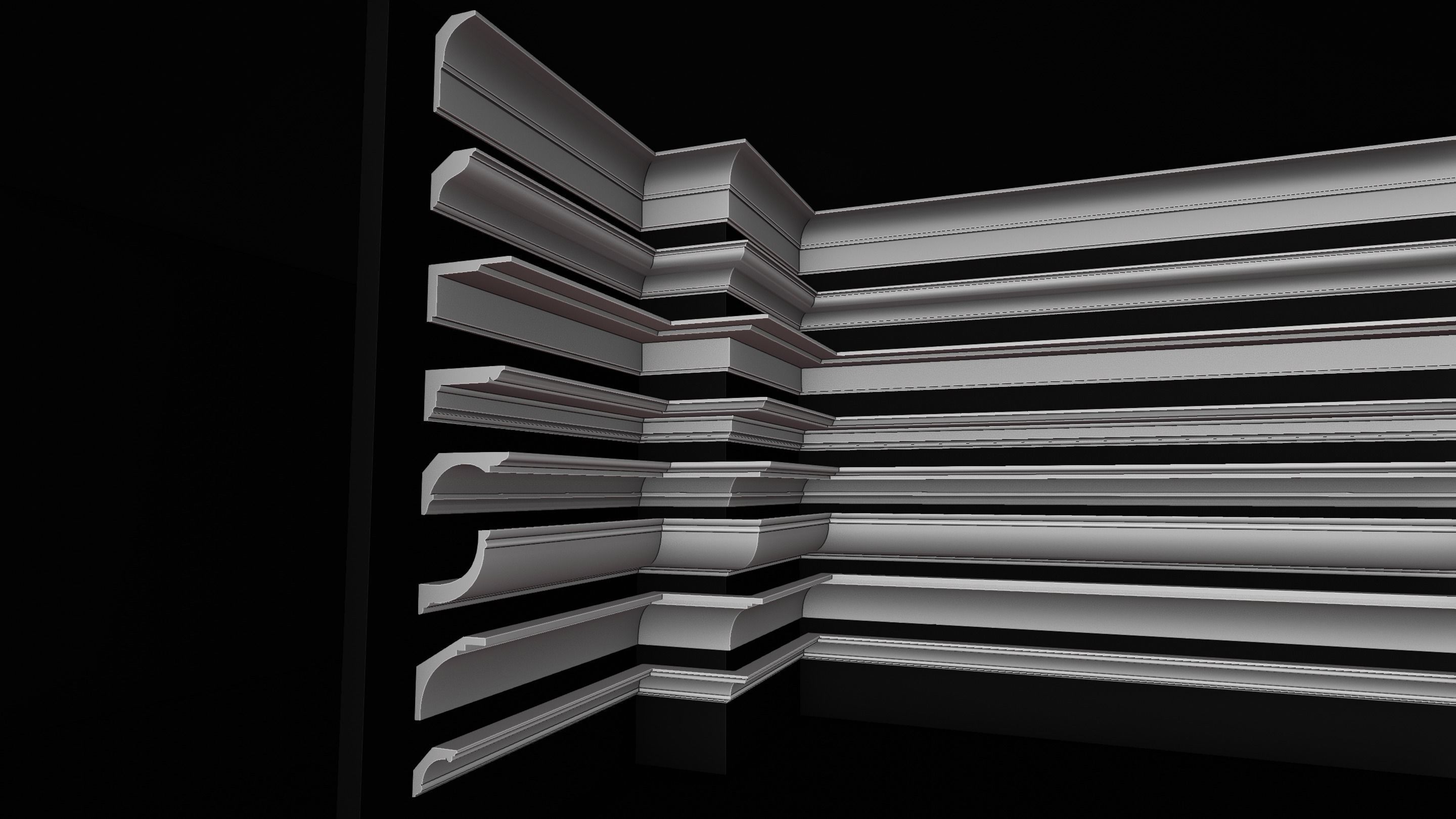 3D model Plaster Cornice Pack VR / AR / low-poly | CGTrader