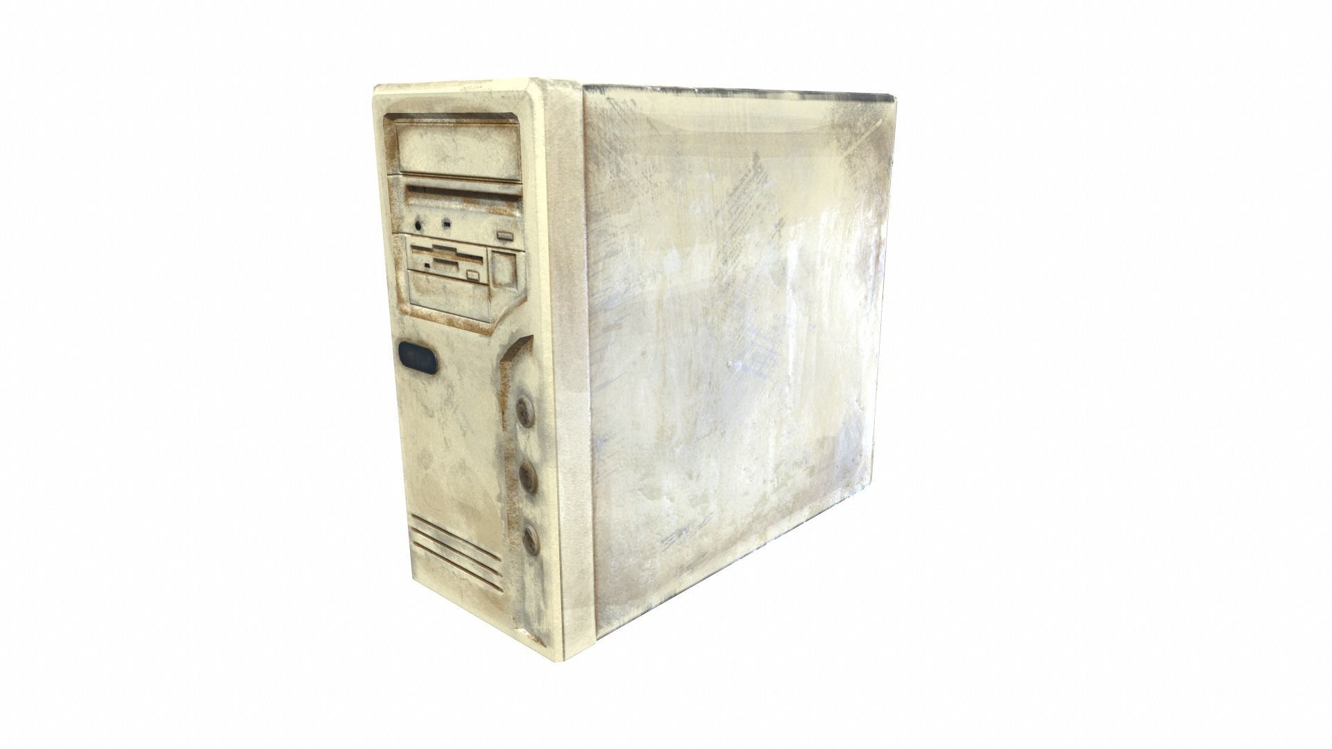 3D model White retro computer system block case da1 VR / AR / low-poly ...