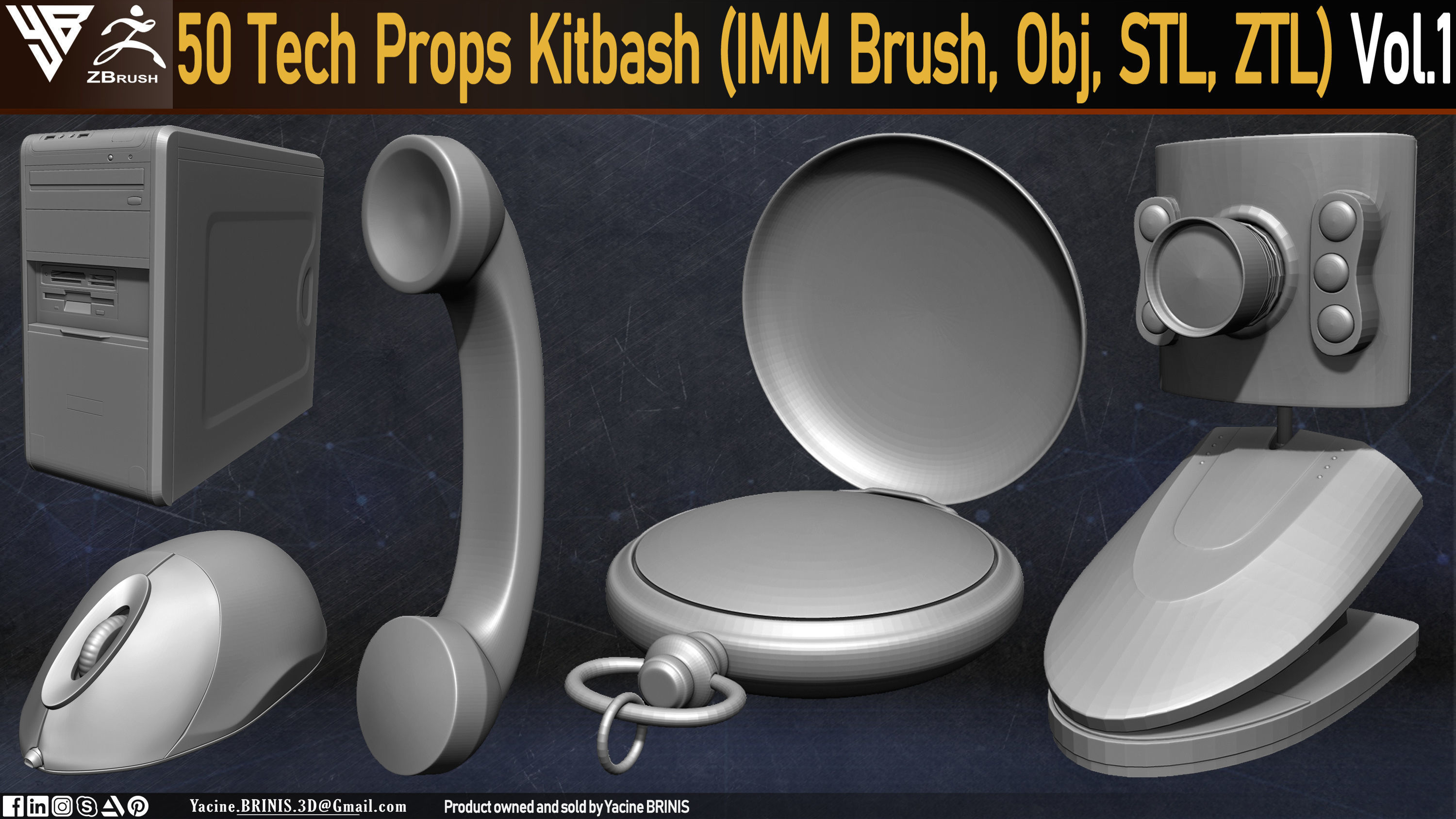 3D model 50 Electronic Props Kitbash Vol 01 VR / AR / low-poly | CGTrader