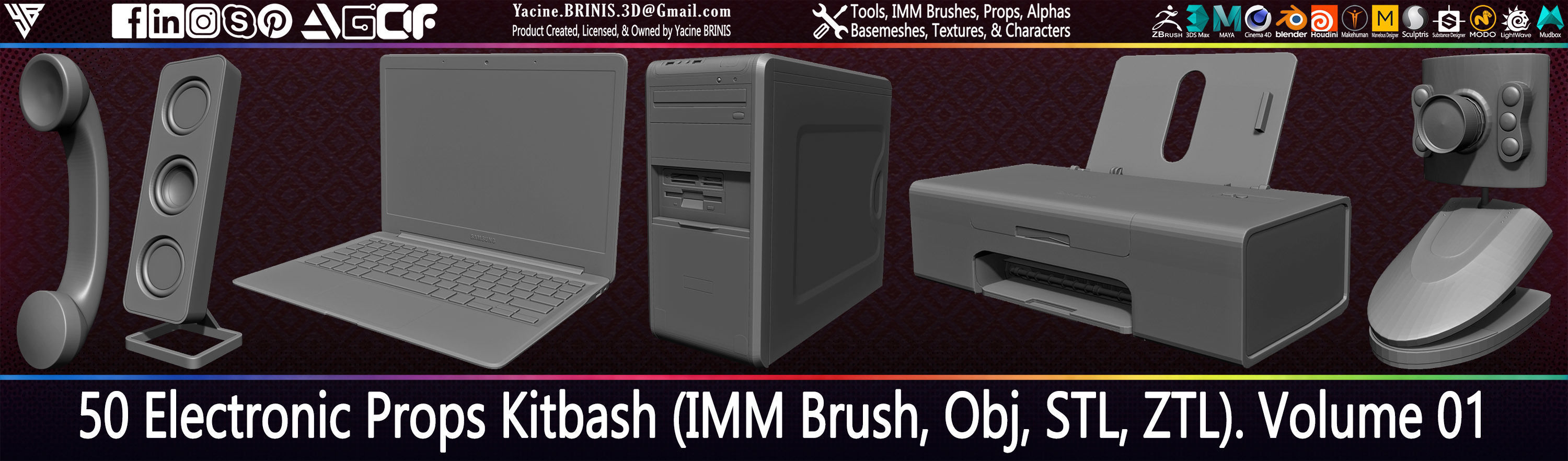 3D model 50 Electronic Props Kitbash Vol 01 VR / AR / low-poly | CGTrader