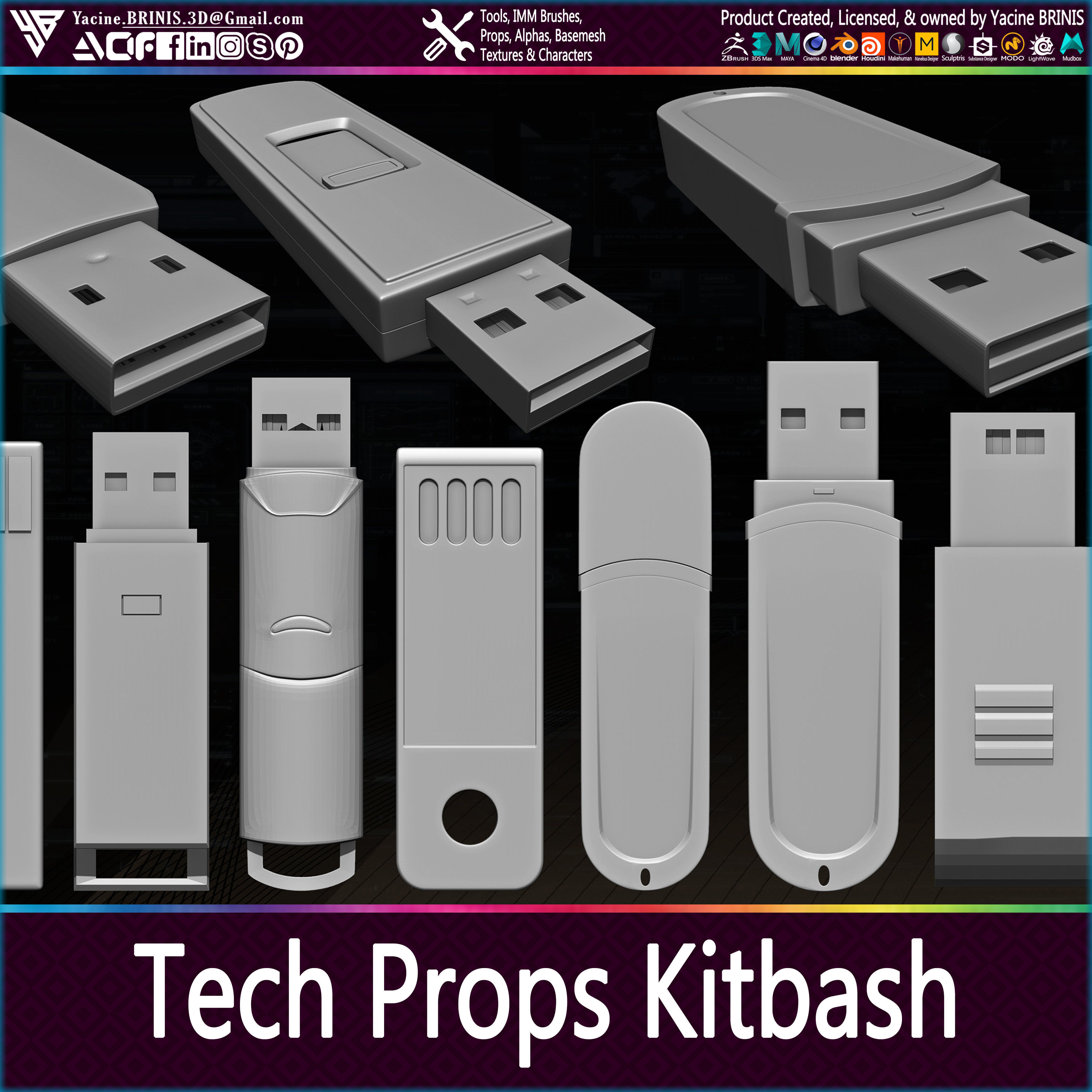 3D model 12 Tech Props Kitbash Vol 02 VR / AR / low-poly | CGTrader