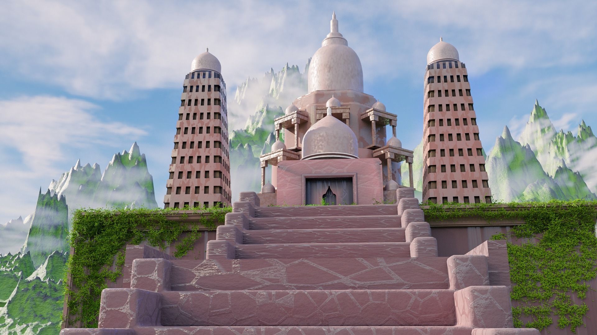 Temple scene 3D model | CGTrader