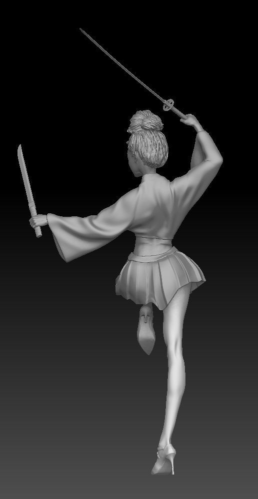 NINJA KATANA GIRL 4 3D model 3D printable | CGTrader