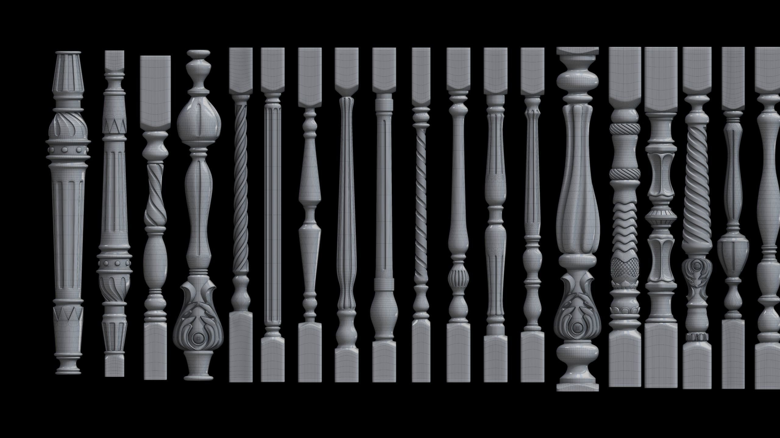 Set of balusters for interior design free 3D model | CGTrader