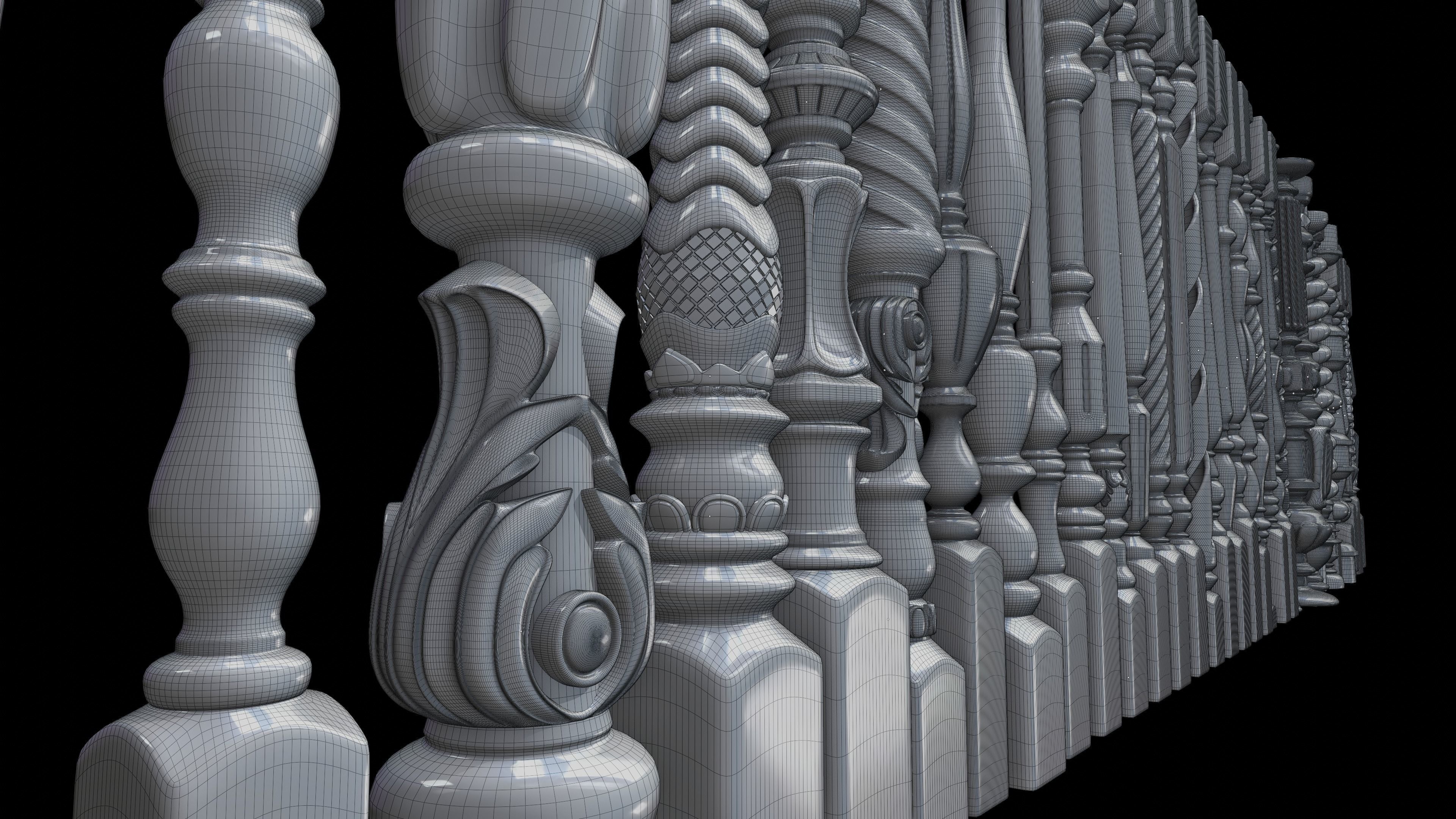 Set of balusters for interior design free 3D model | CGTrader