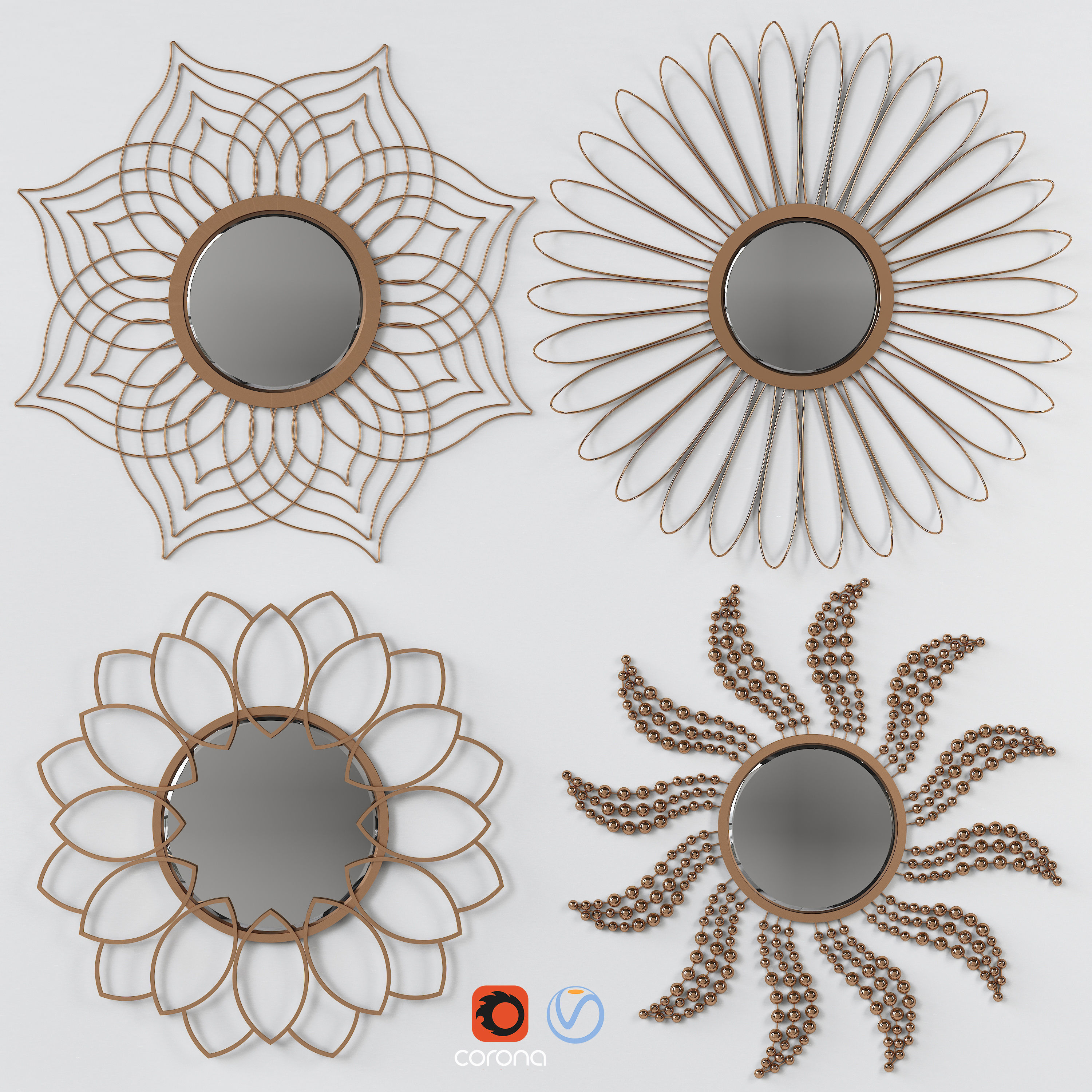 SUNFLOWER MIRROR SET 3D model | CGTrader