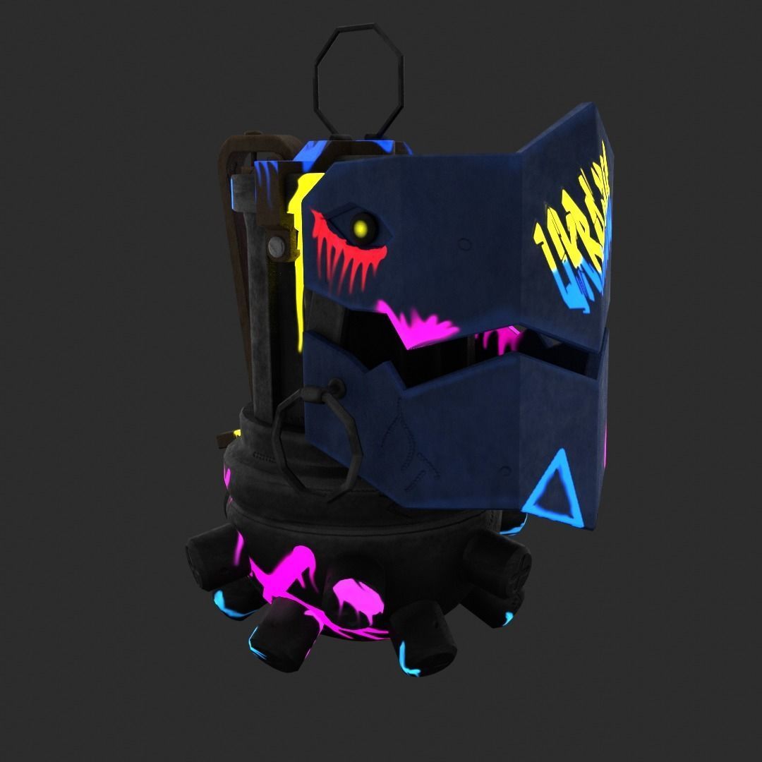 3D model Grenade Jinx Arcane low poly 3D model with Ukrainian design VR ...