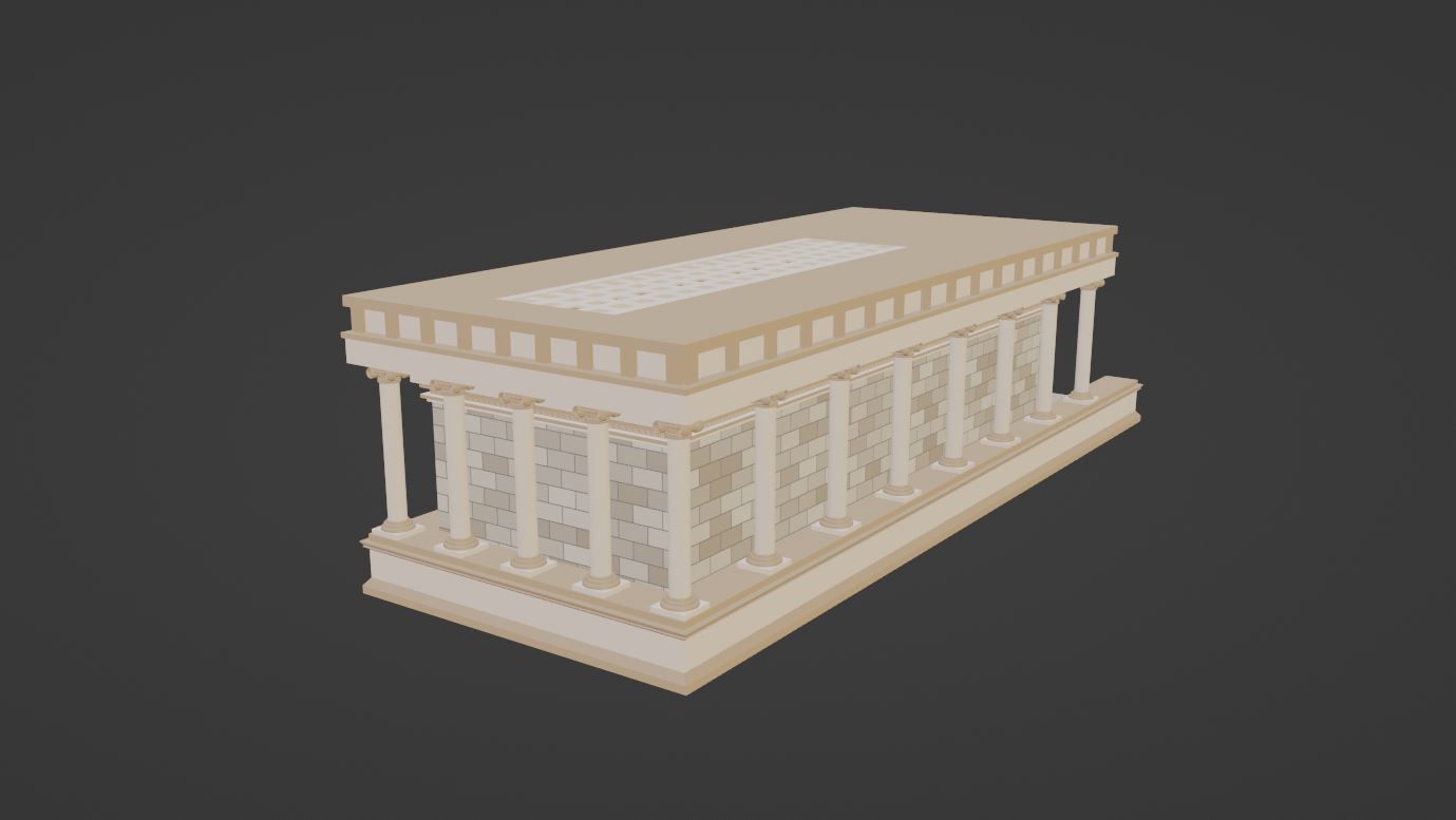 3D model Temple lowpoly with columns and steps VR / AR / low-poly ...