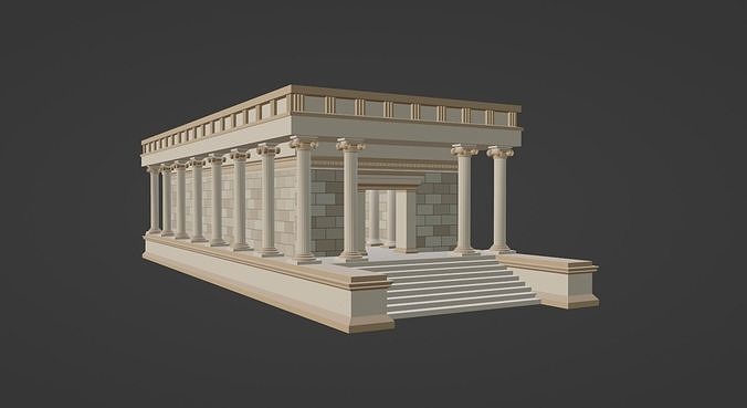 3D model Temple lowpoly with columns and steps VR / AR / low-poly ...
