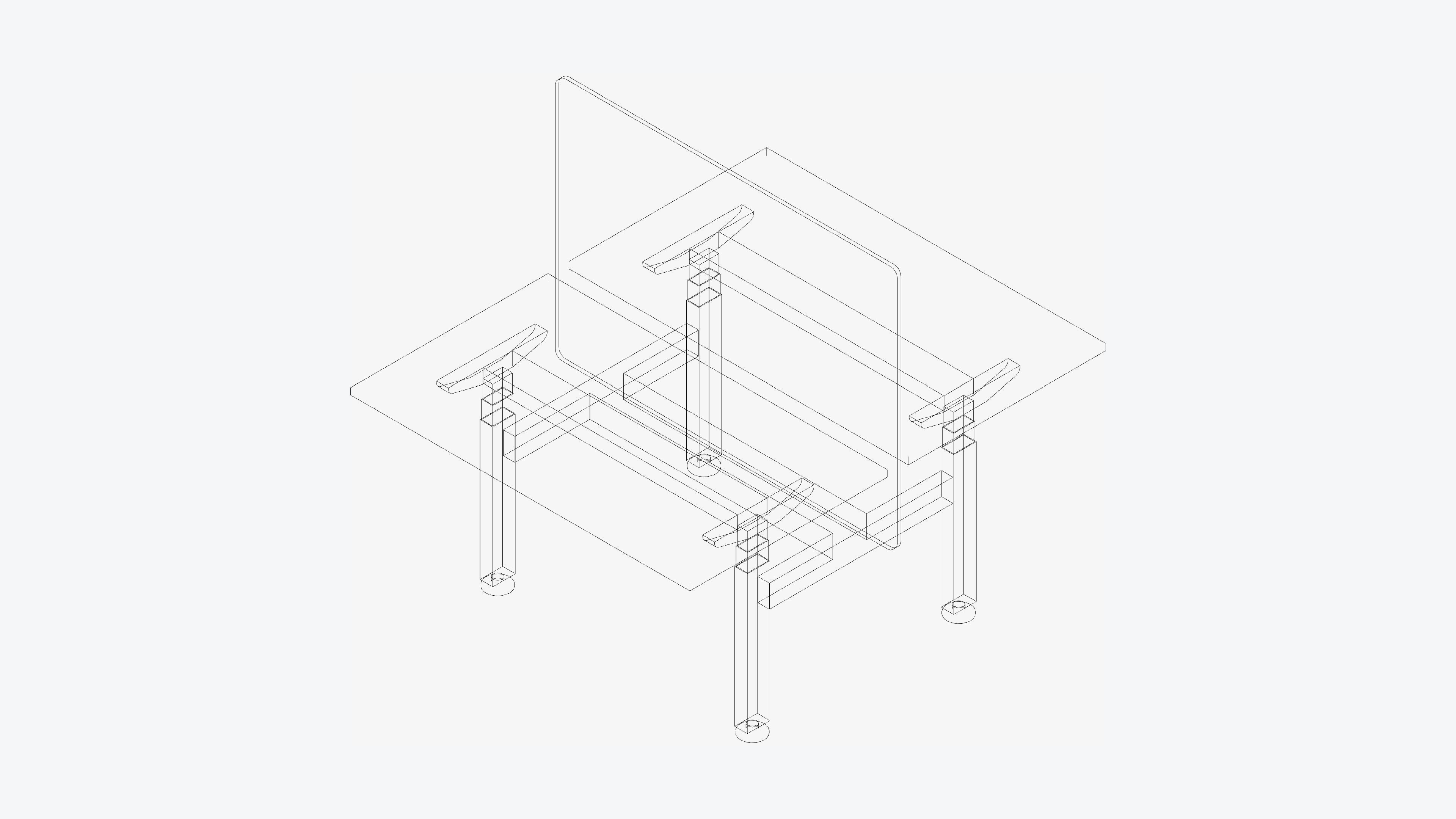 3D model Desk - Double - Officetec - Angular - Linear - Adjustable ...