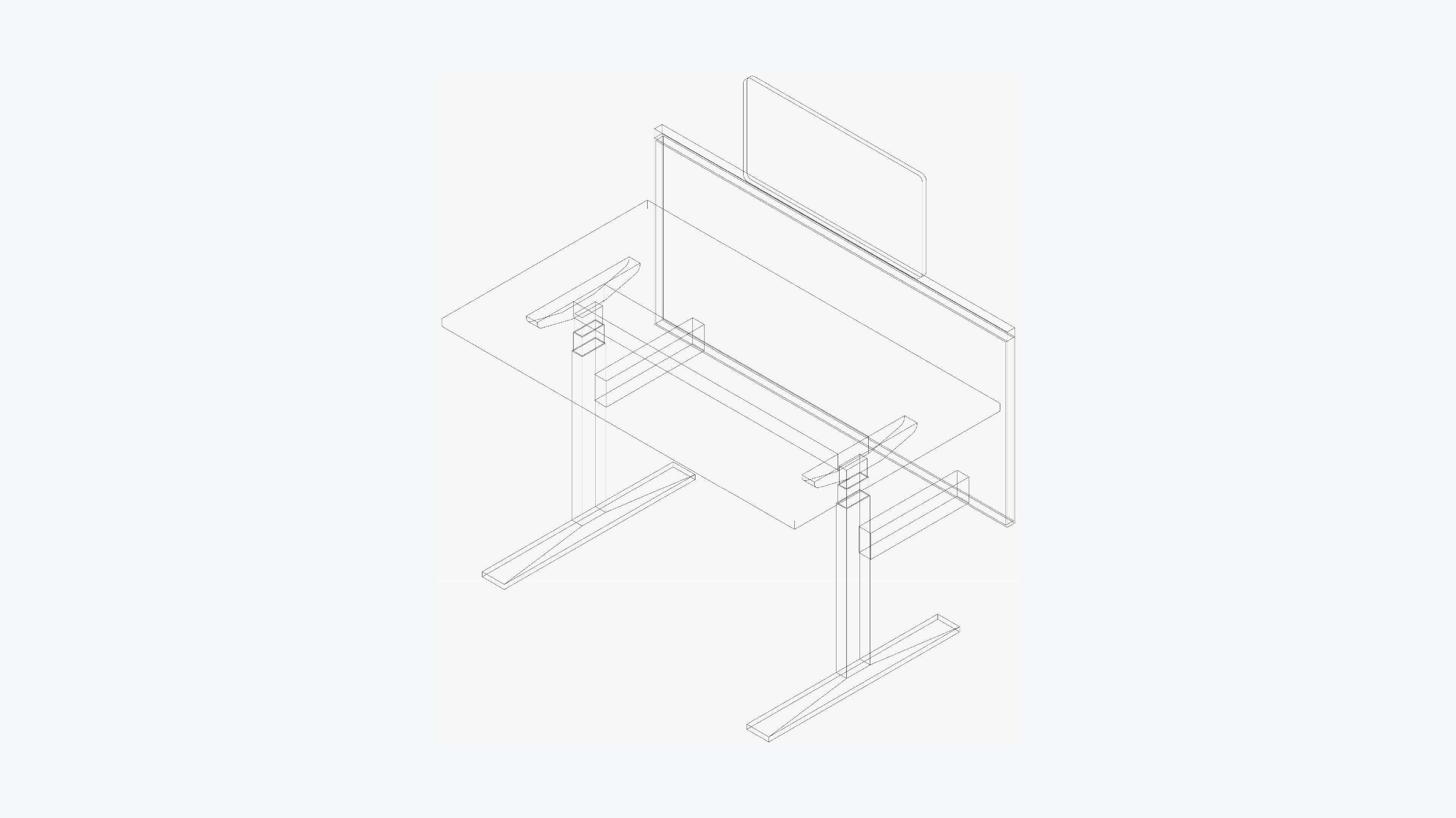 3D model Desk - Single - Officetec - Angular - Linear - Adjustable ...