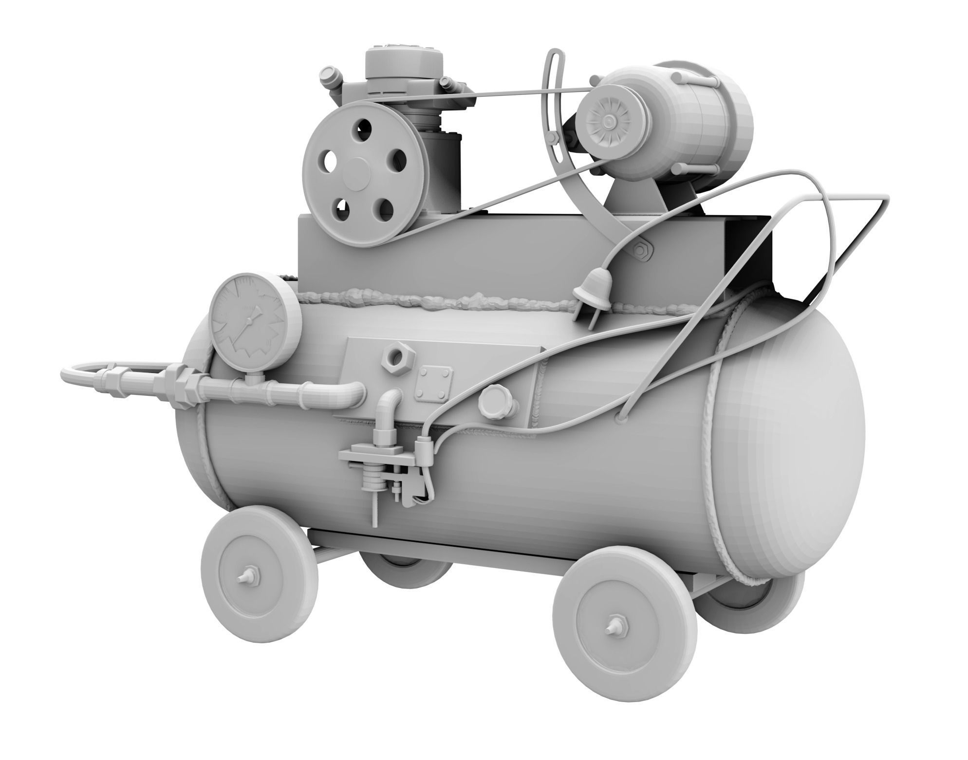 Old dirty used rusted vintage handmade air compressor tool da1 3D model ...